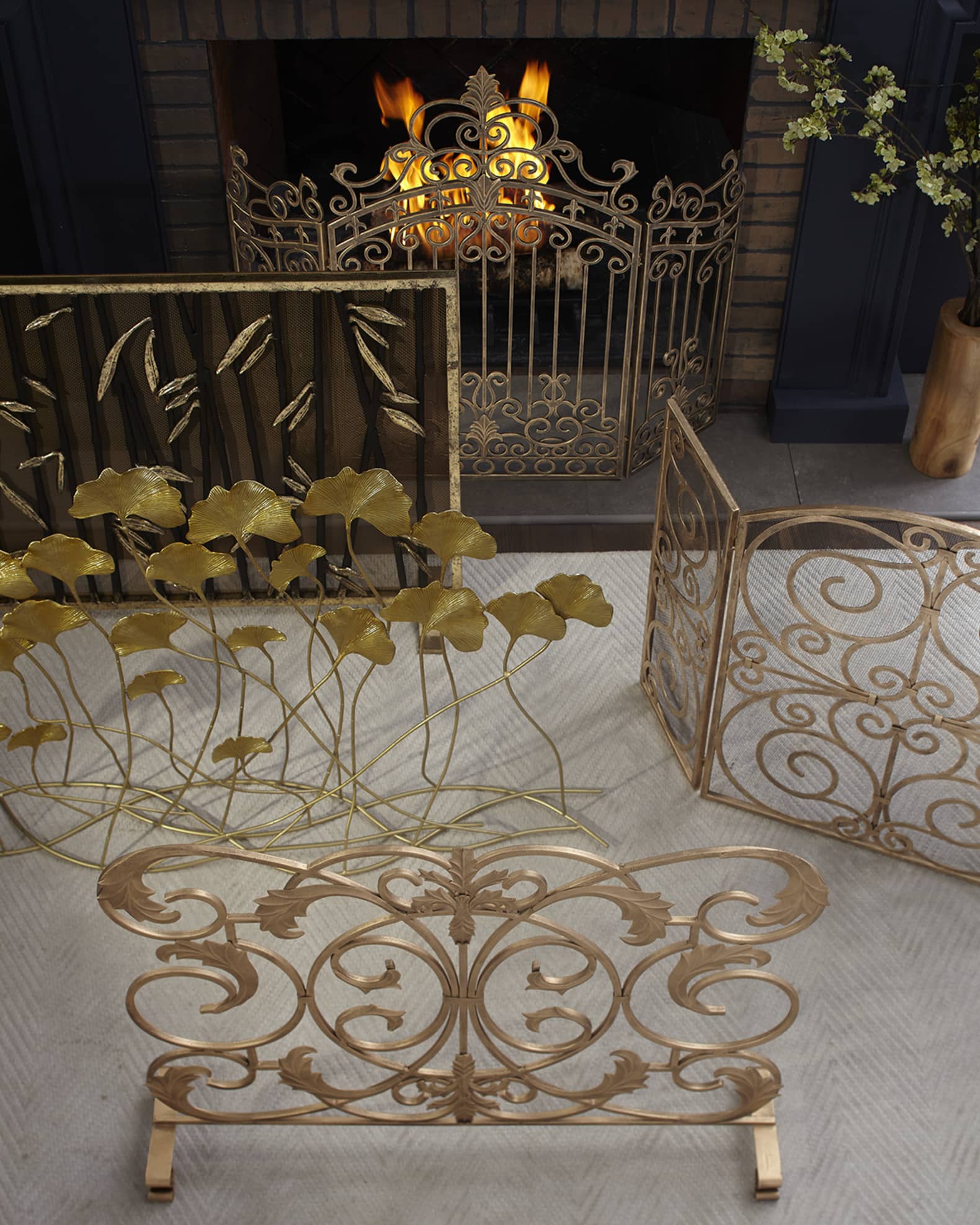 Leaf Scroll Fire Screen | Neiman Marcus