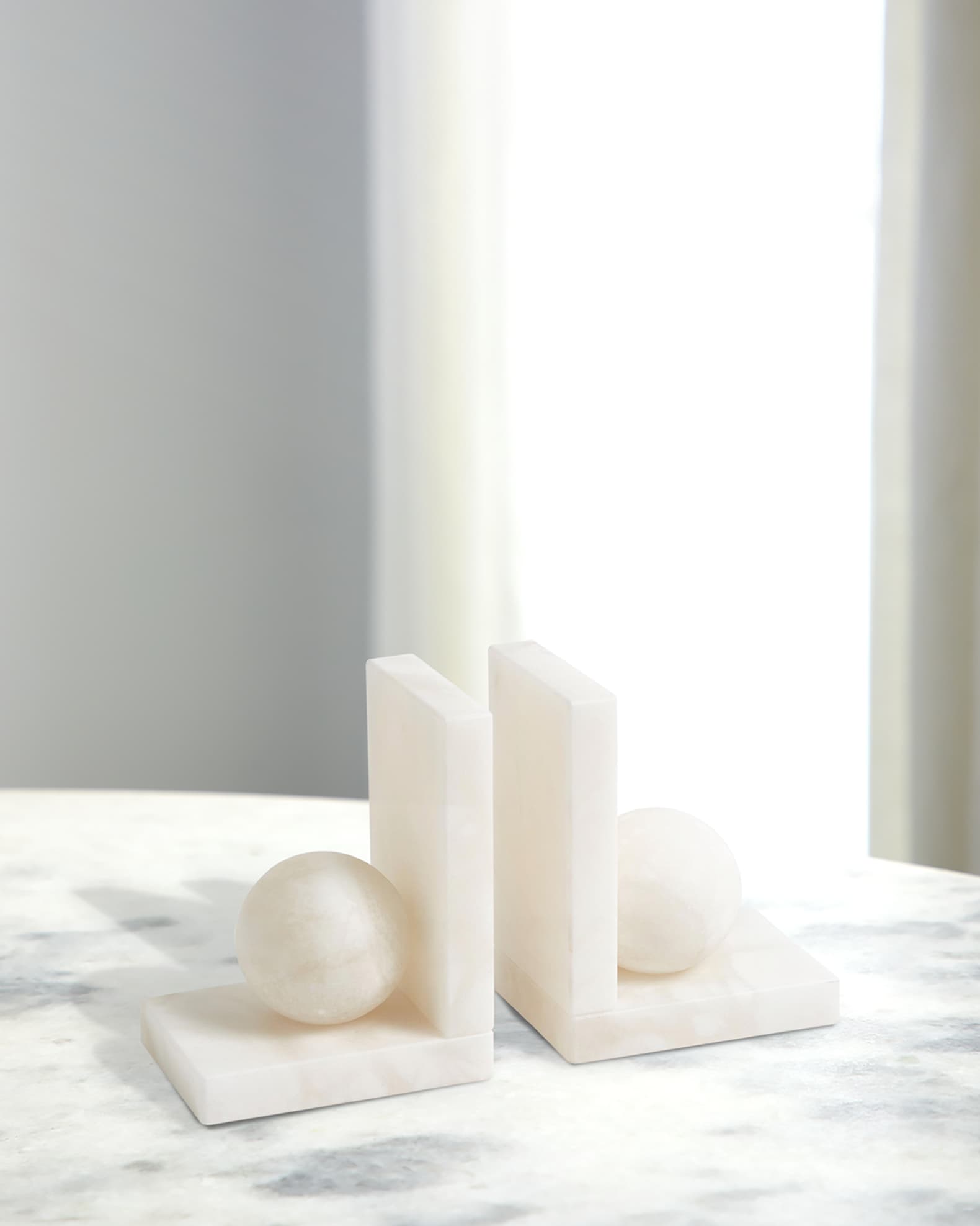Global Views Alabaster Ball Bookends Pair | Neiman Marcus