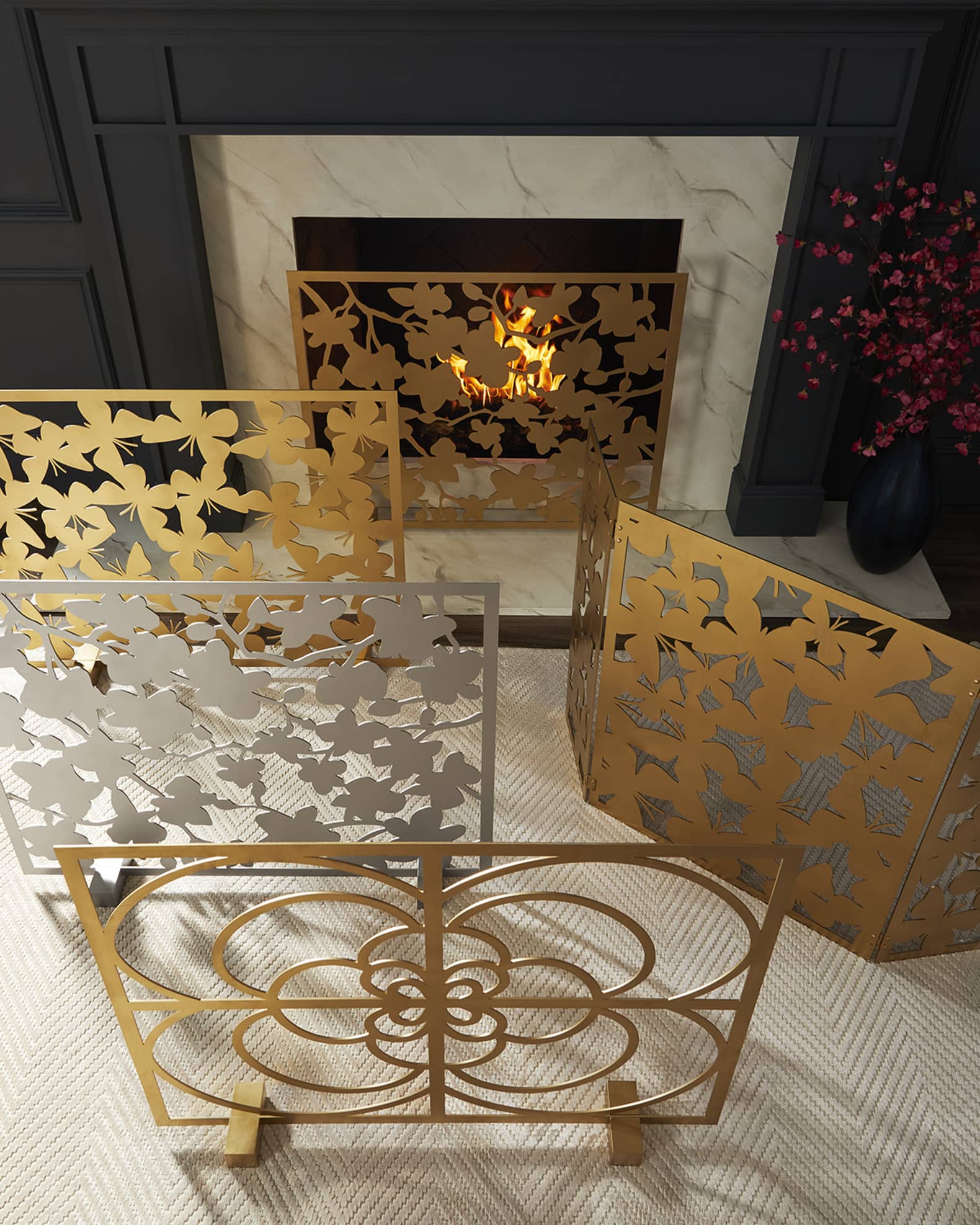 Tommy Mitchell Tri-Fold Butterfly Fireplace Screen | Neiman Marcus