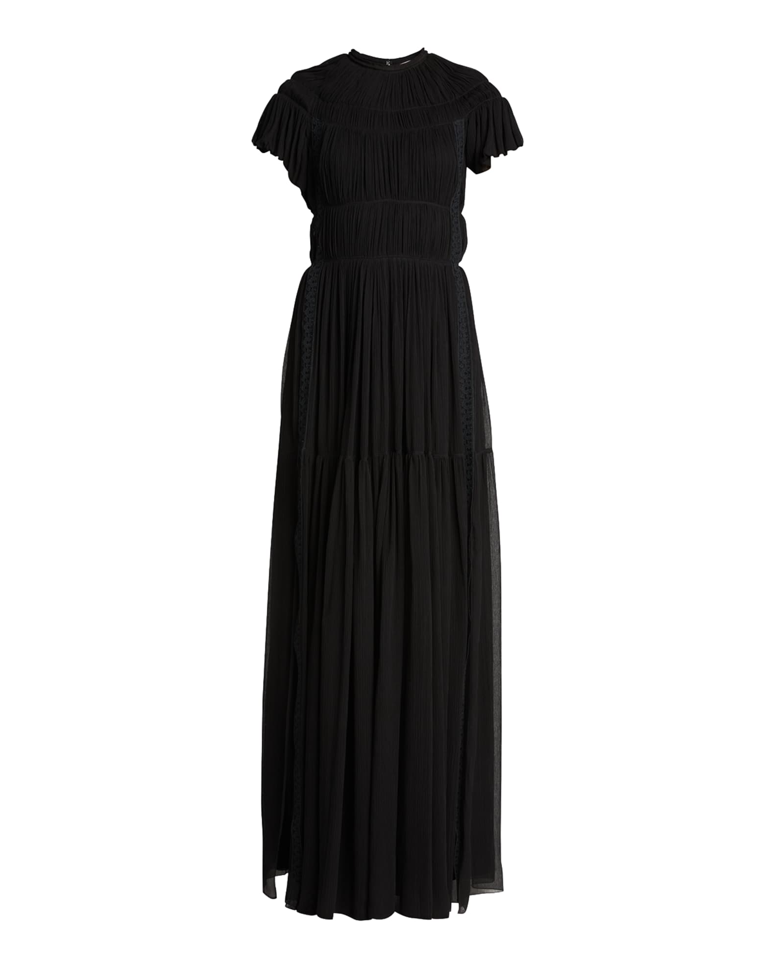 Chloe Lace-Inset Chiffon Dress | Neiman Marcus