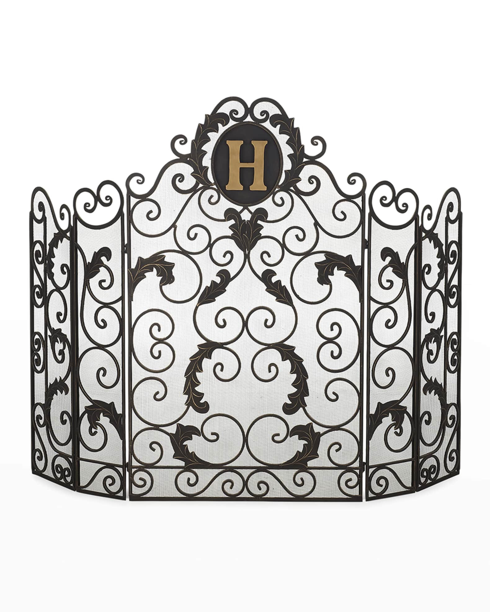 5-Panel Monogram Fire Screen, Personalized | Neiman Marcus