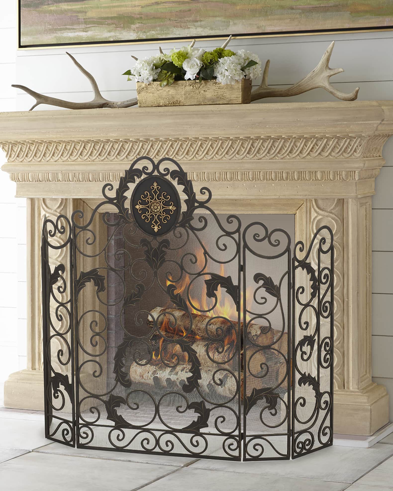 Medallion Fireplace Screen | Neiman Marcus