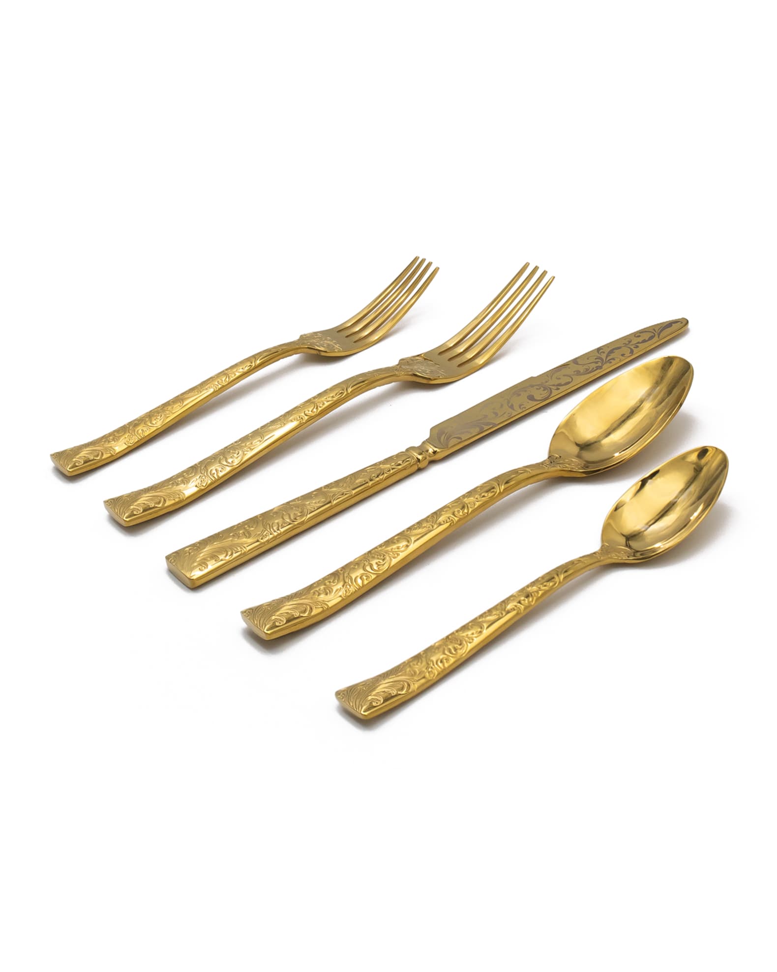 Ricci Silversmith 45-Piece Gold Parisian Garden Flatware Set | Neiman ...