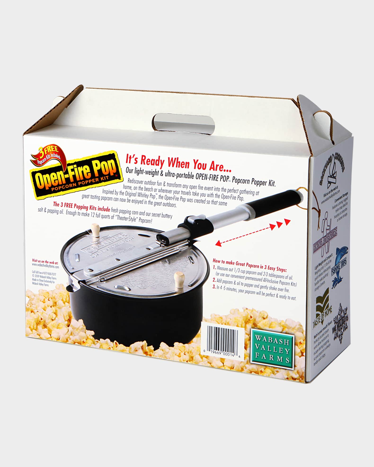 Wabash Valley Farms Open-Fire Pop Popcorn Popper Camping Starter Set ...