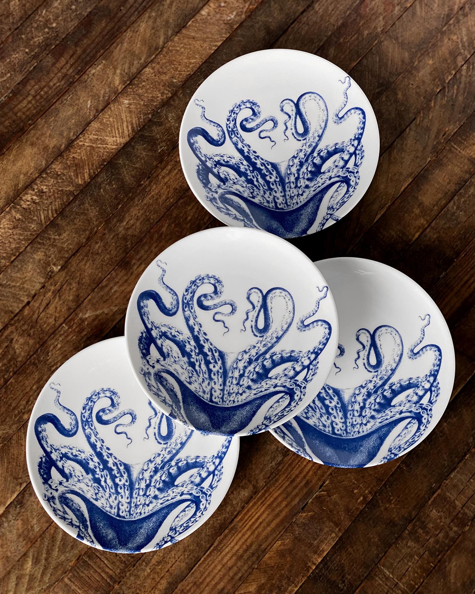 Caskata Blue Lucy Canapes Plates, Set of 4 | Neiman Marcus