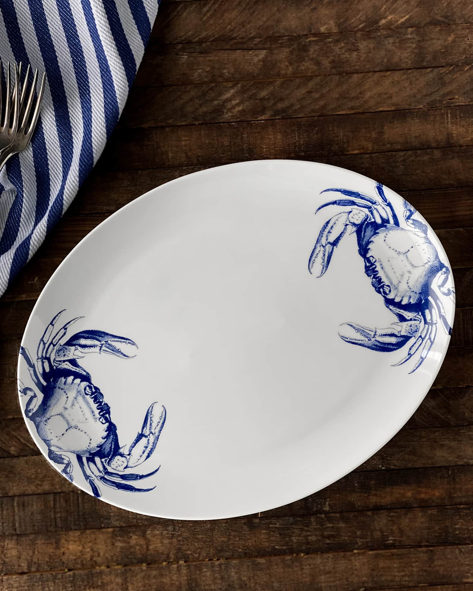 Caskata Blue Crabs Coupe Oval Platter, 14" | Neiman Marcus