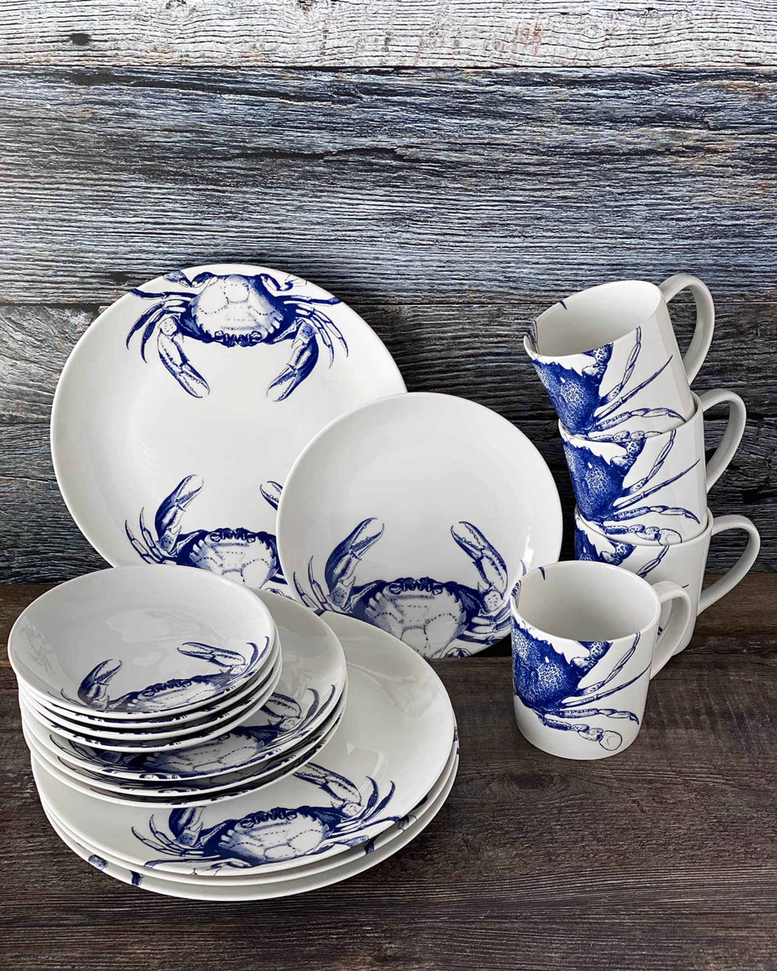 Caskata Blue Crabs 16-Piece Dinnerware Set | Neiman Marcus