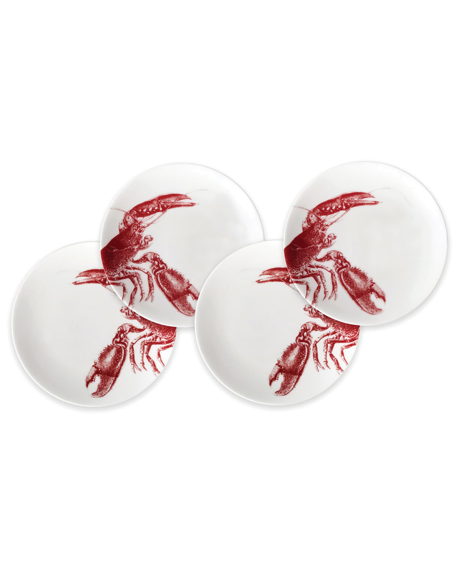 Caskata Lobsters Red Canapes Plate, Set of 4 | Neiman Marcus
