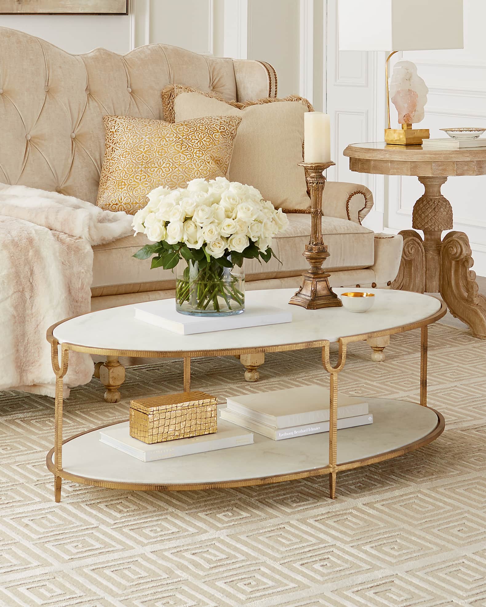Global Views Olivia Marble-Top Coffee Table | Neiman Marcus