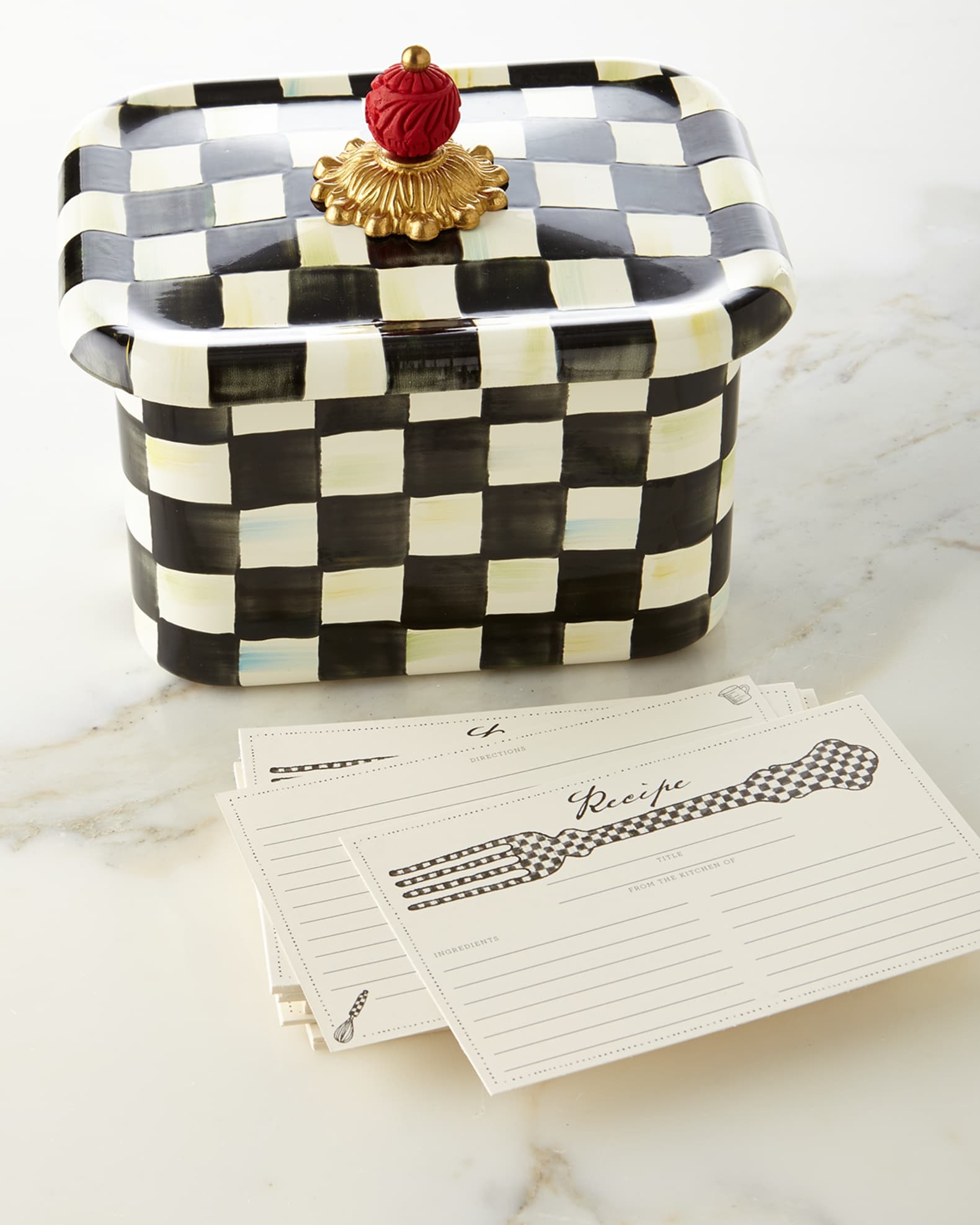MacKenzie-Childs Courtly Check Recipe Box | Neiman Marcus