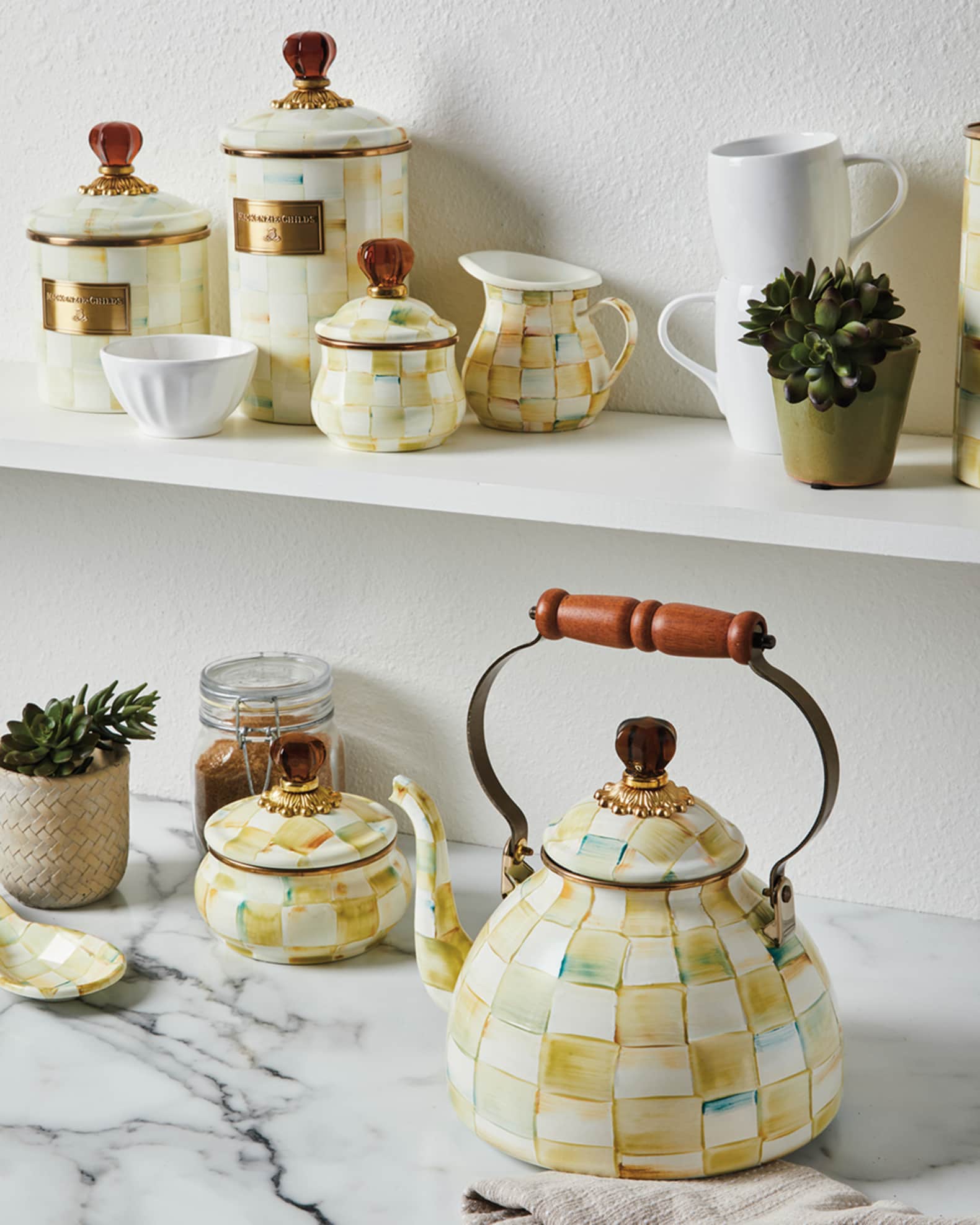 Parchment Check Tea Kettle Collection | Neiman Marcus