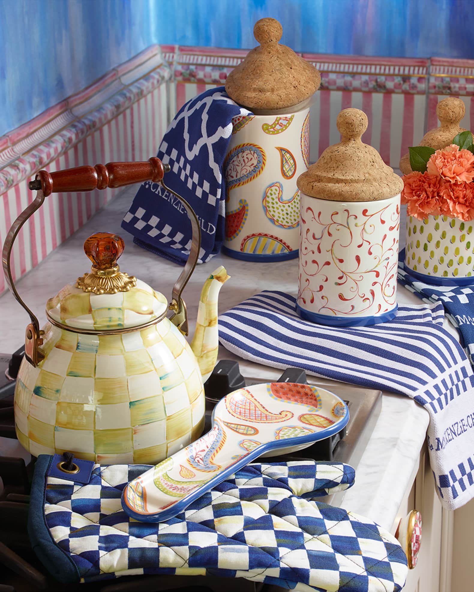 Parchment Check Tea Kettle Collection | Neiman Marcus