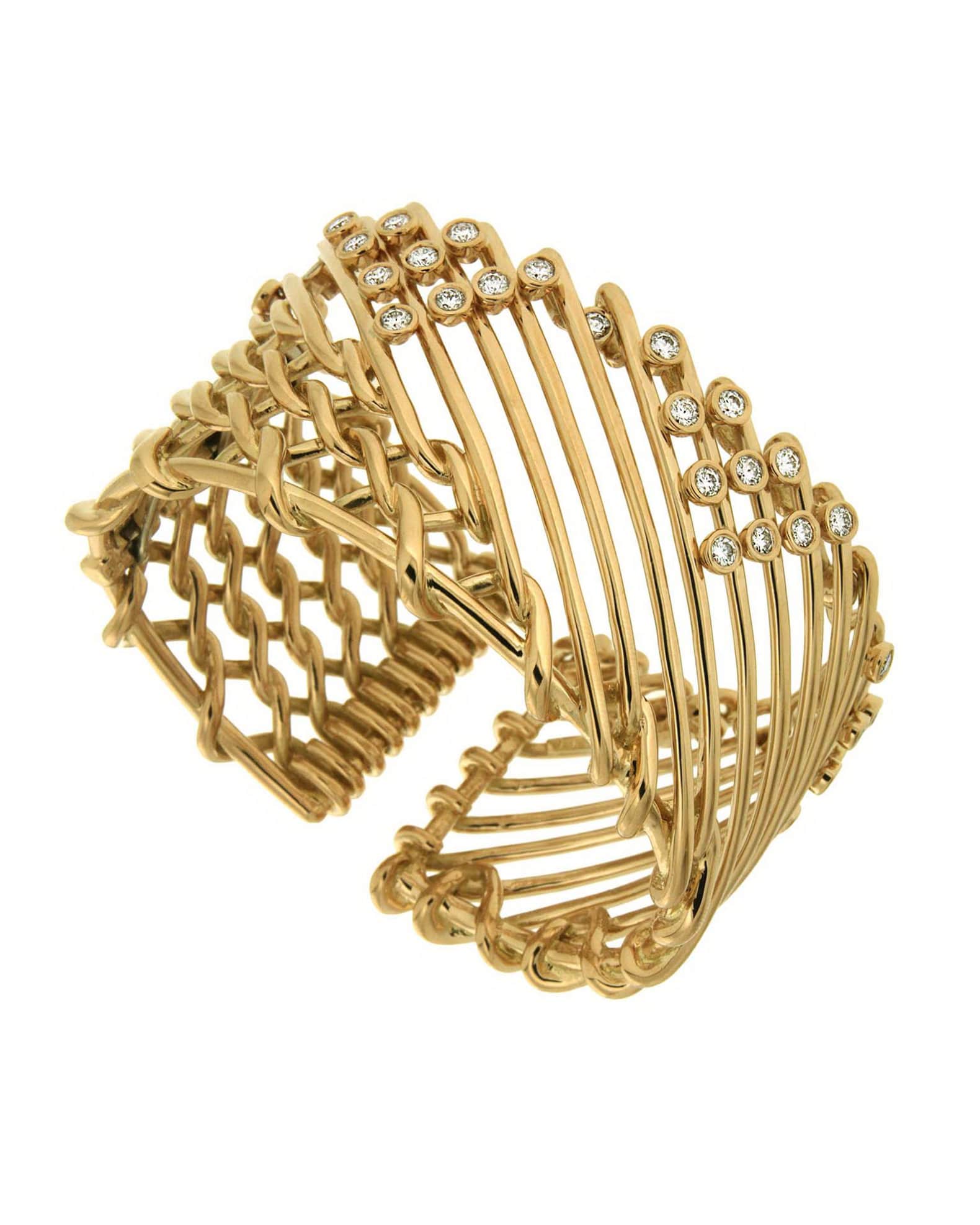 Valentin Magro 18k Angular Net Cuff Bracelet w/ Diamonds | Neiman Marcus Valentin Magro 18k Angular Net Cuff Bracelet w/ Diamonds | Neiman Marcus