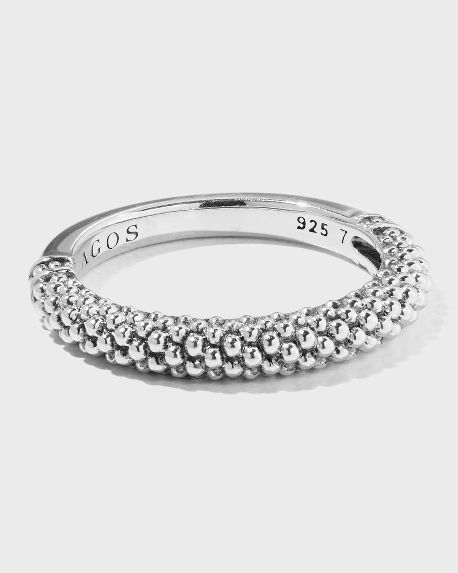 LAGOS Silver Caviar Stackable Ring | Neiman Marcus