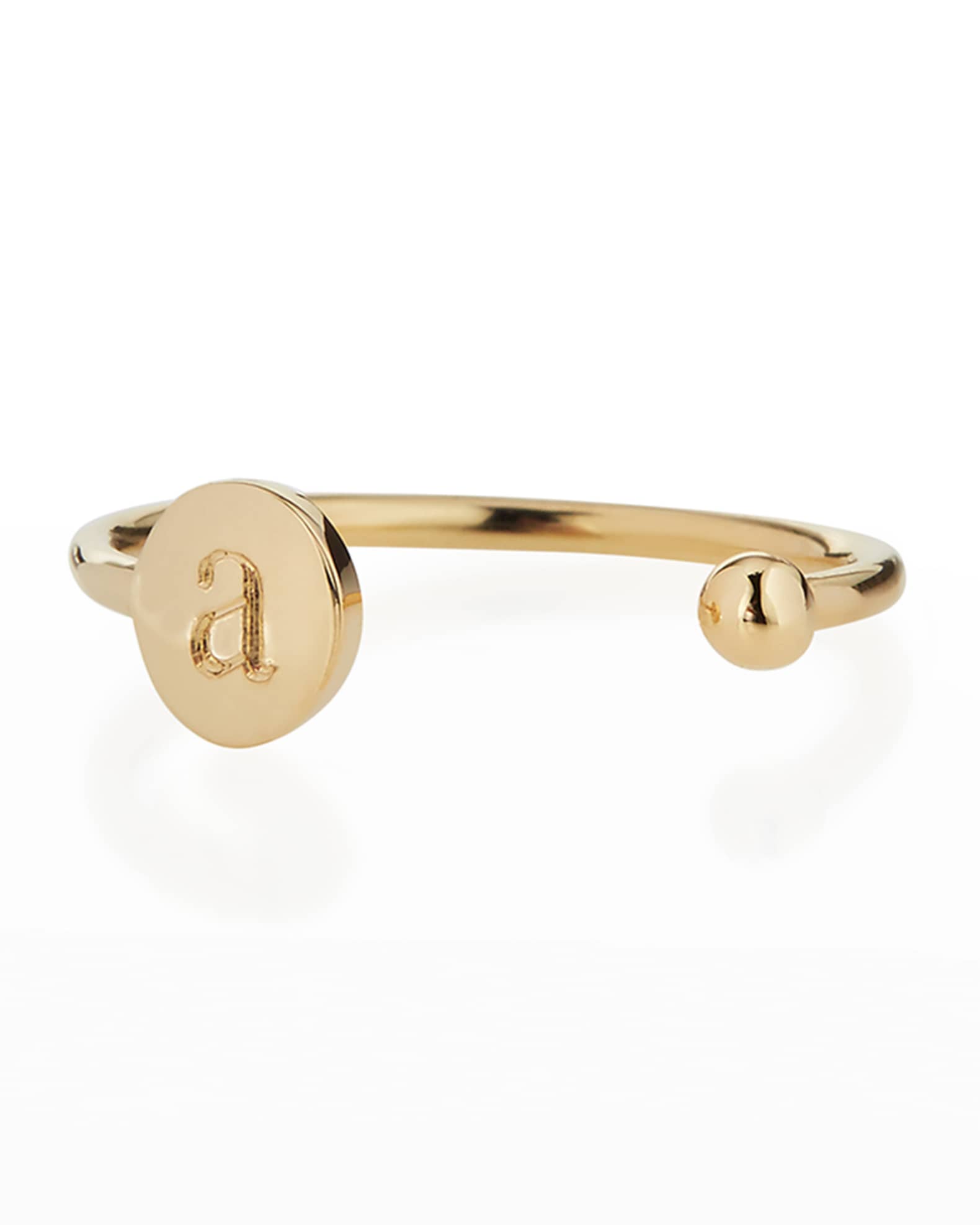 Sarah Chloe Rocha 14k Gold Initial Open Ball Ring | Neiman Marcus