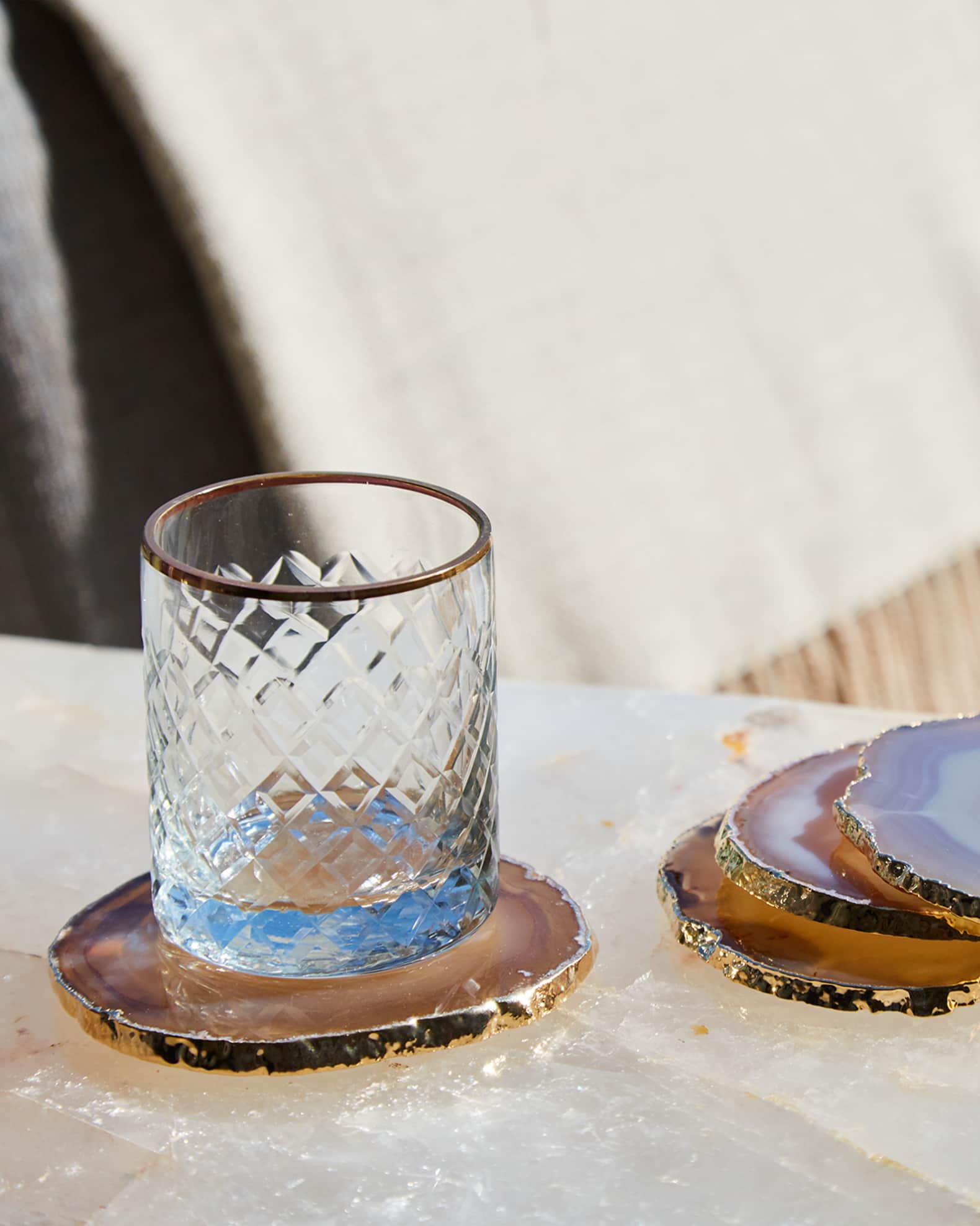 ANNA New York Agate & Gold Coasters, Set of 4 | Neiman Marcus