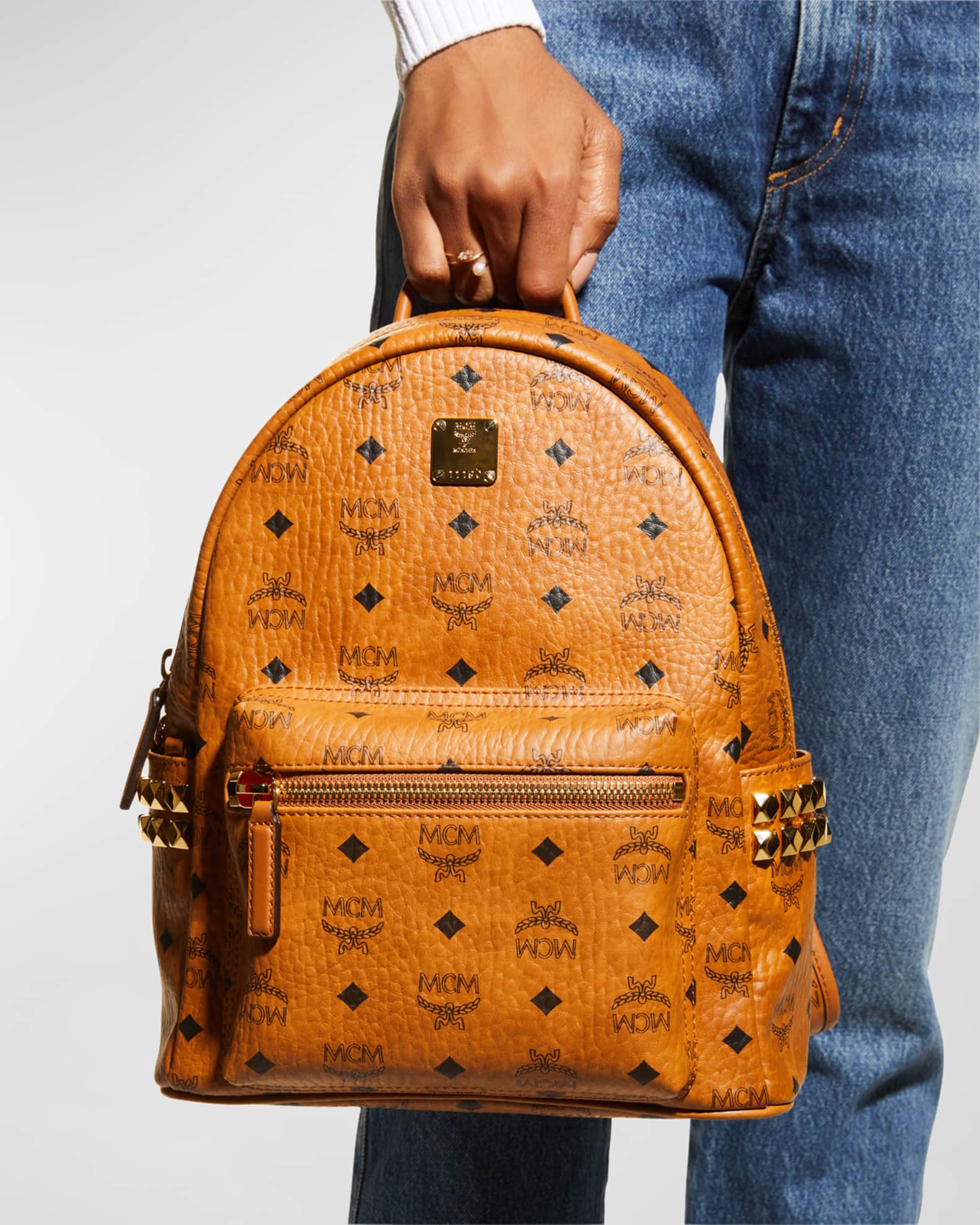 MCM Stark Visetos Small Side-Stud Backpack | Neiman Marcus