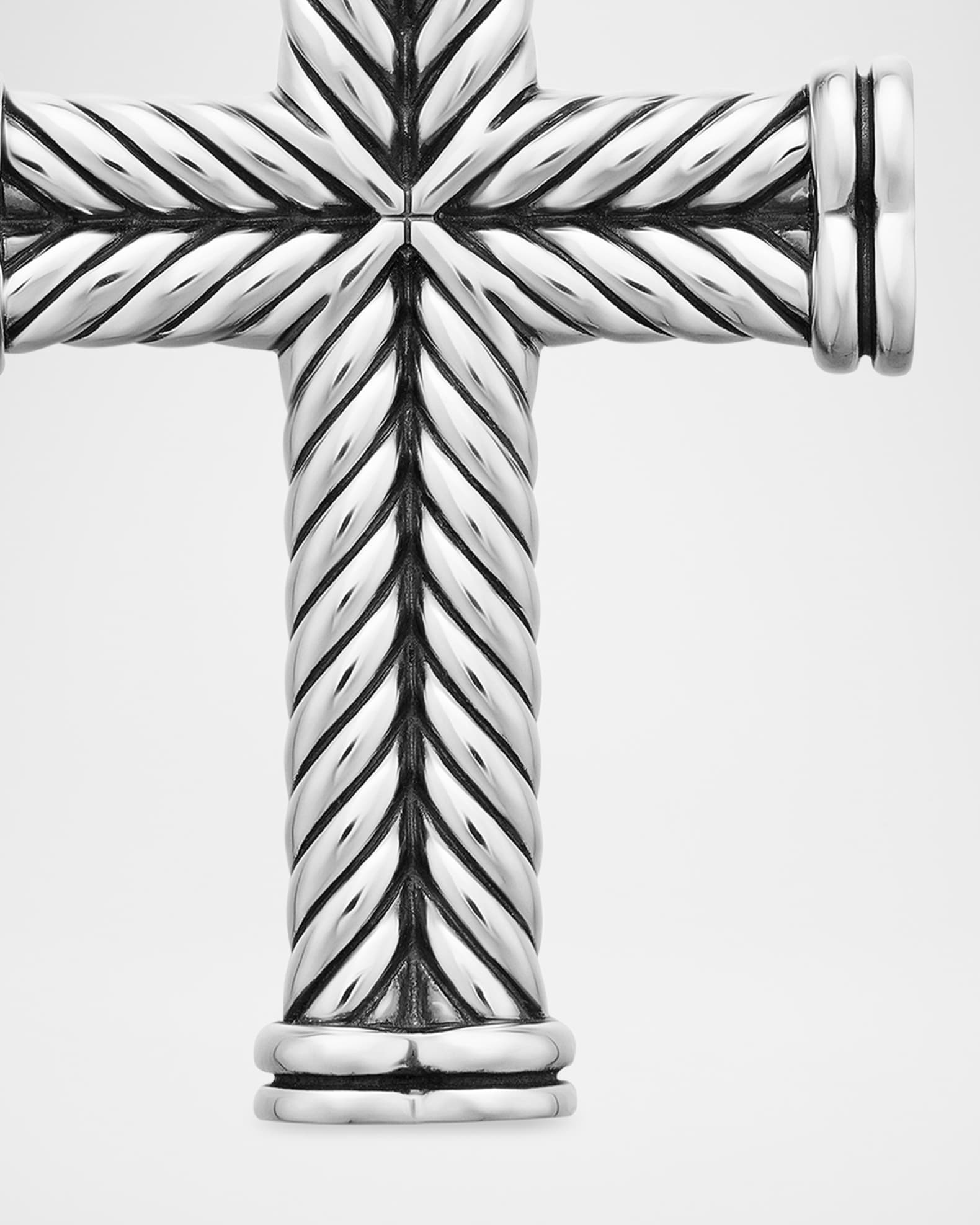 David Yurman Men's Chevron Cross Pendant in Silver, 33.5mm | Neiman Marcus