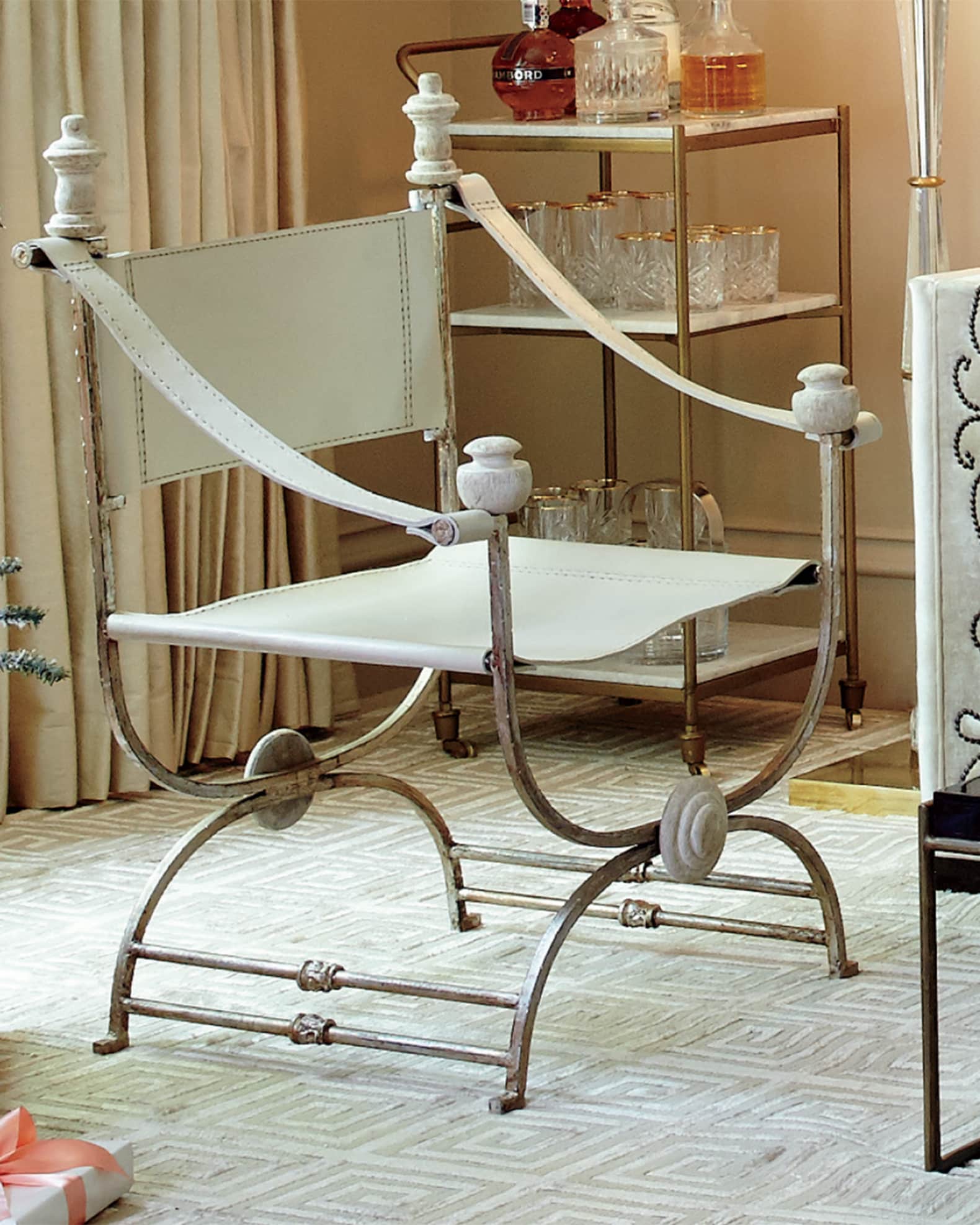 Peninsula Home Collection Martina Ivory Leather Chair | Neiman Marcus