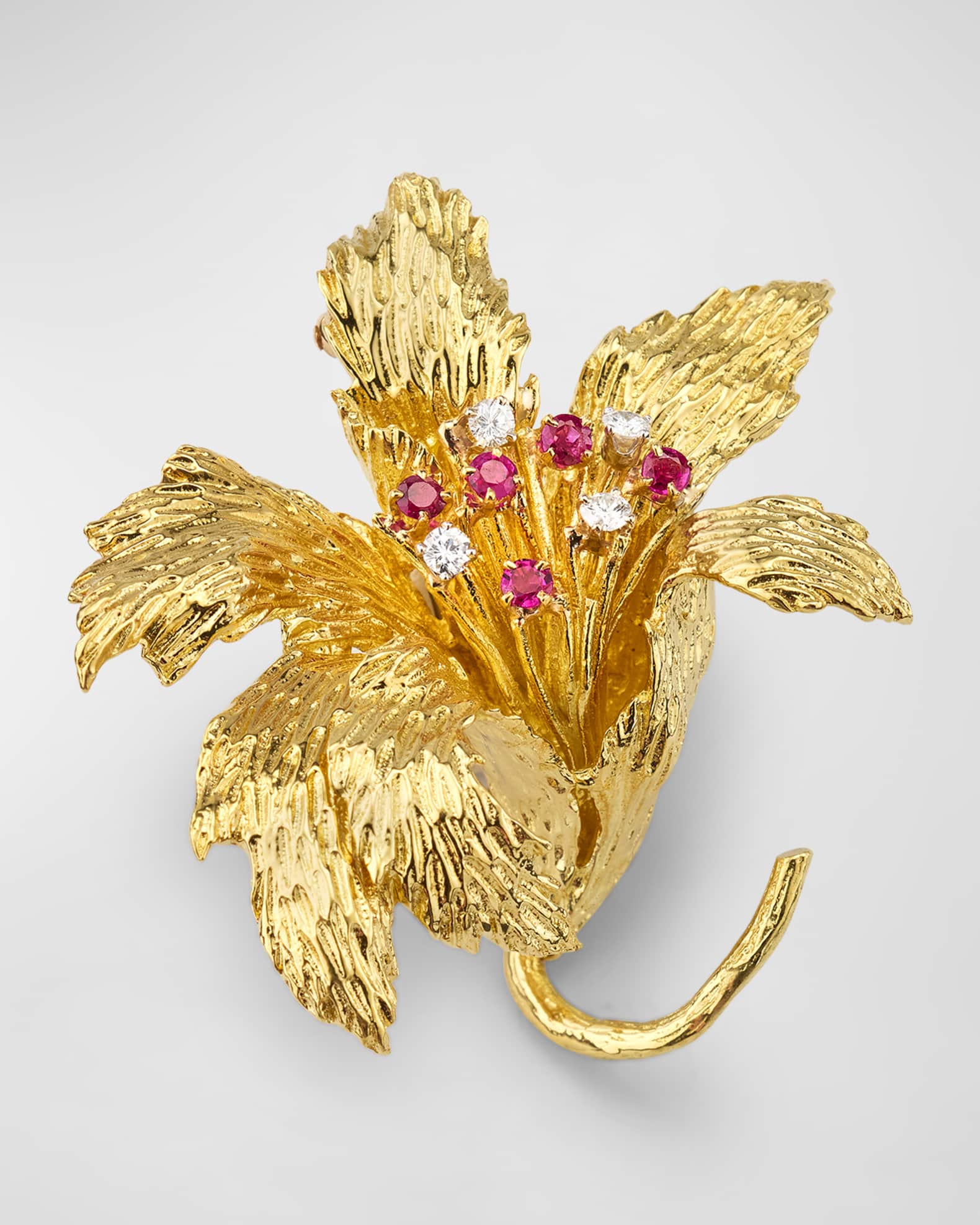 NM Estate Estate Cartier 18K Yellow Gold and White Gold Flower Brooch ...