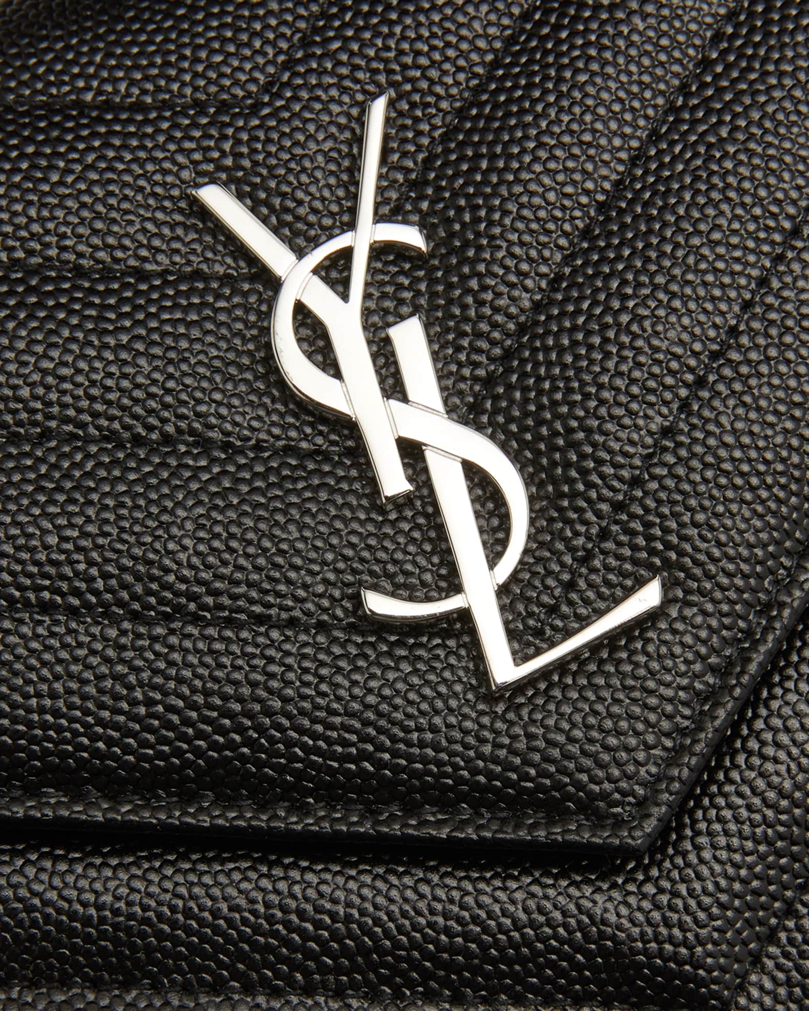 Saint Laurent YSL Monogram Small Wallet on Chain in Grained Leather ...