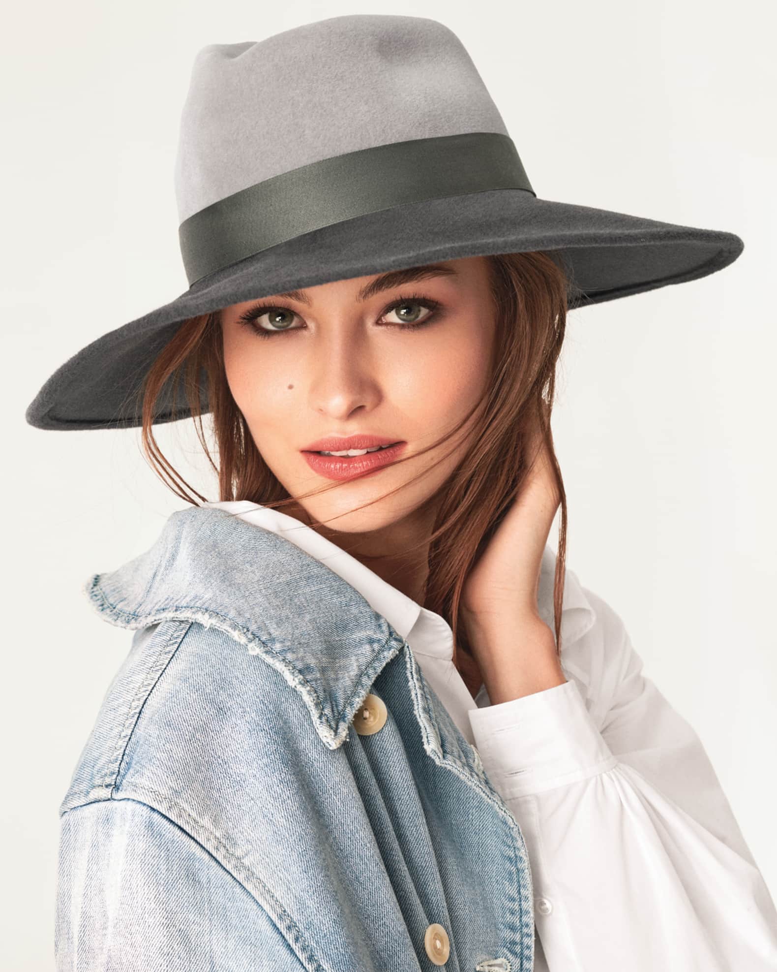 Gigi Burris Drake Rabbit Felt Wide-Brim Fedora Hat | Neiman Marcus