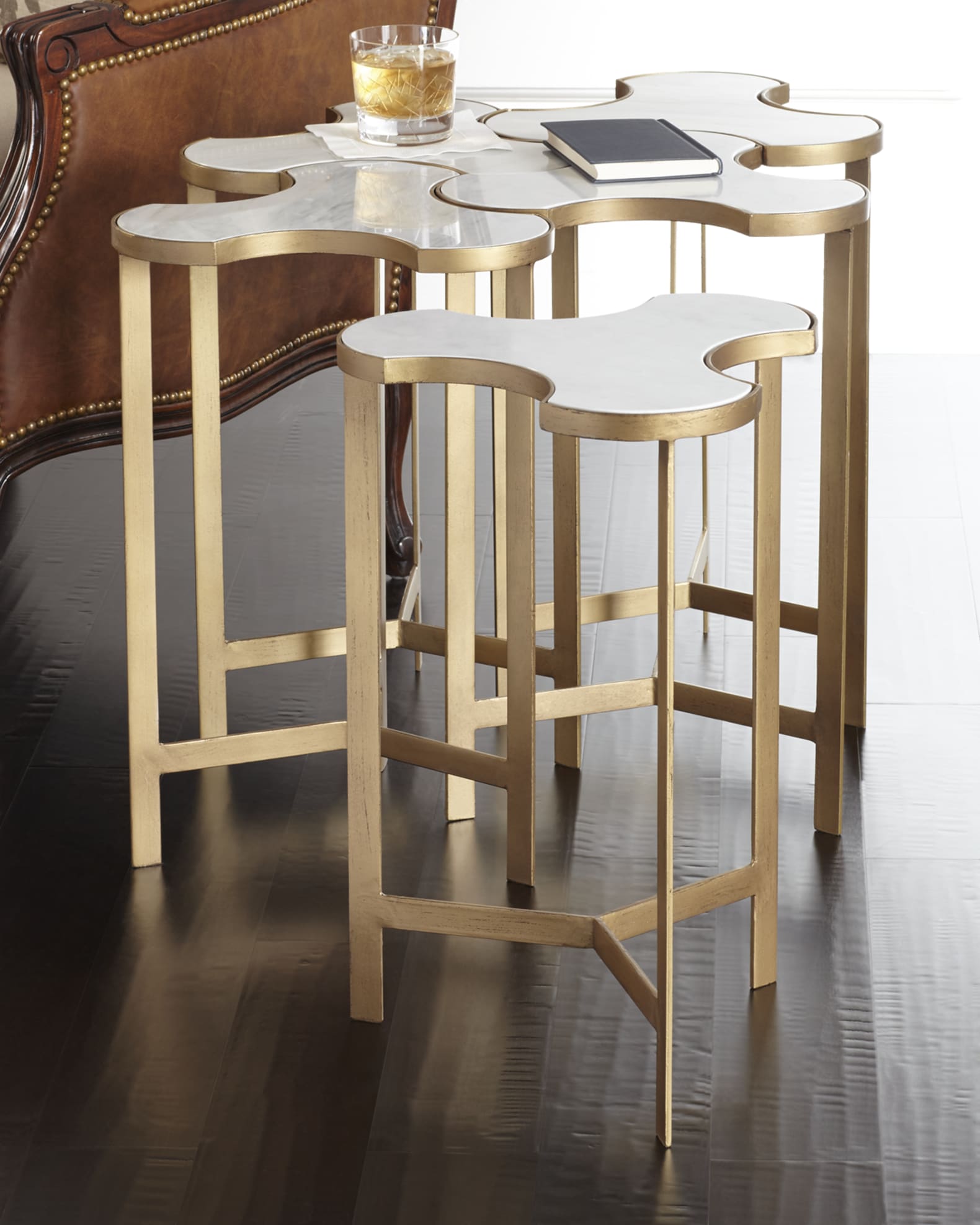 Global Views Jafar Interlocking Marble End Table | Neiman Marcus
