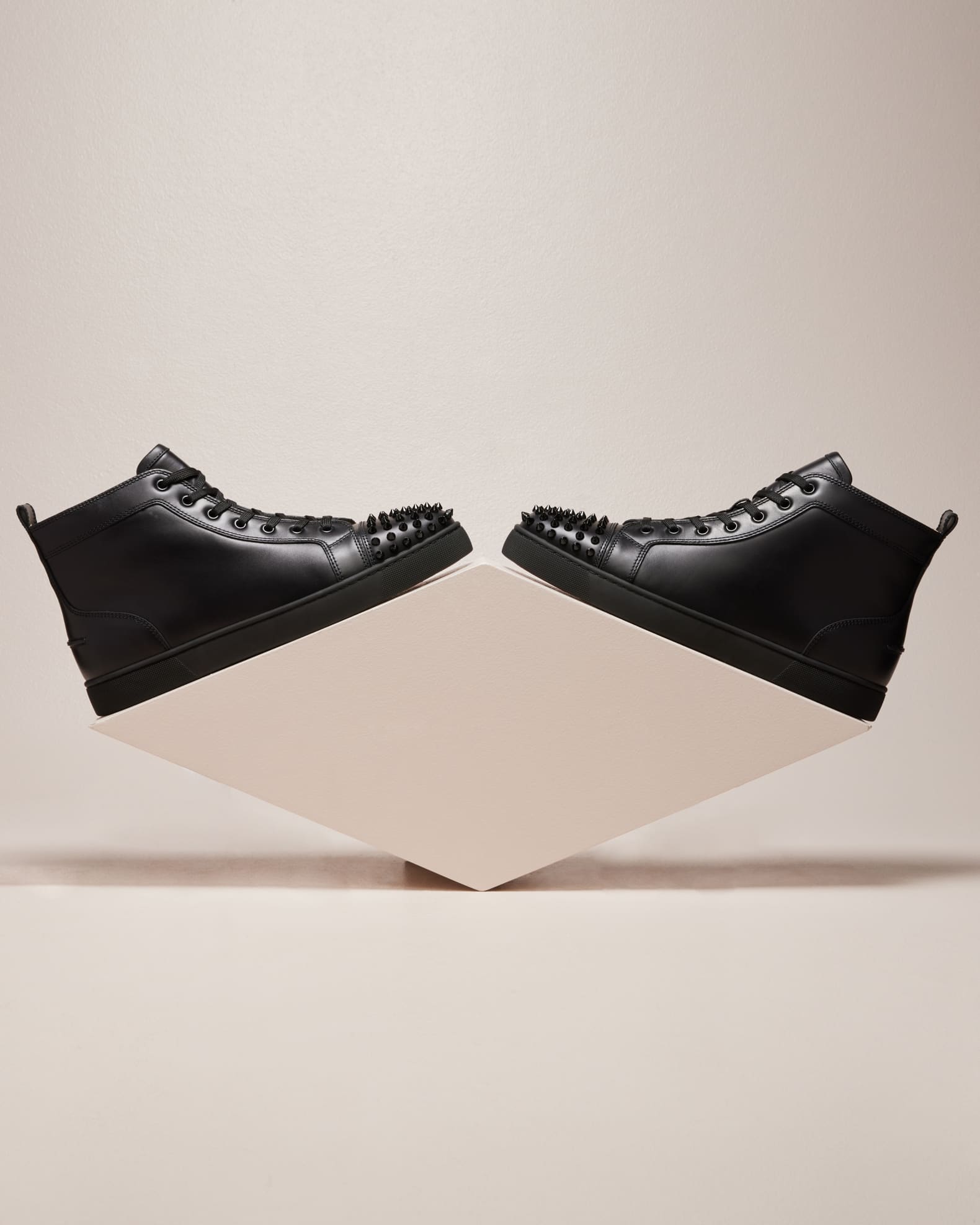 Christian Louboutin Men's Lou Spikes High-Top Sneakers | Neiman Marcus