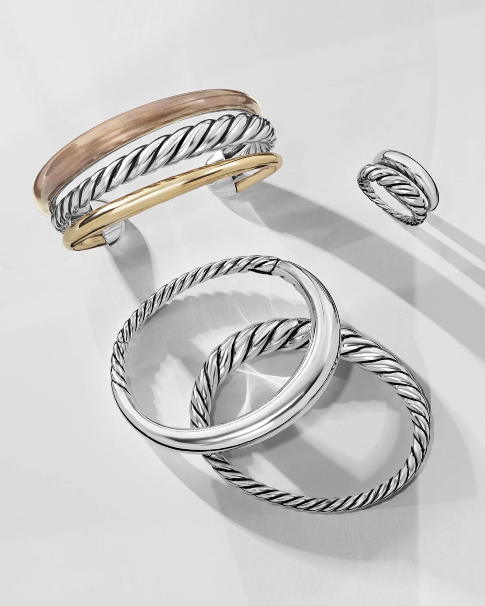 David Yurman Pure Form Stacking Rings, Set of Two | Neiman Marcus