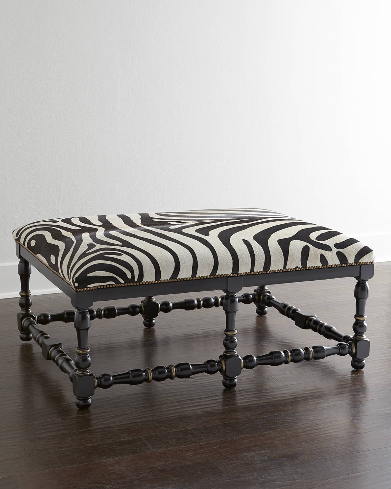 Massoud Zebra Print Hair On Hide Bench, 49" | Neiman Marcus