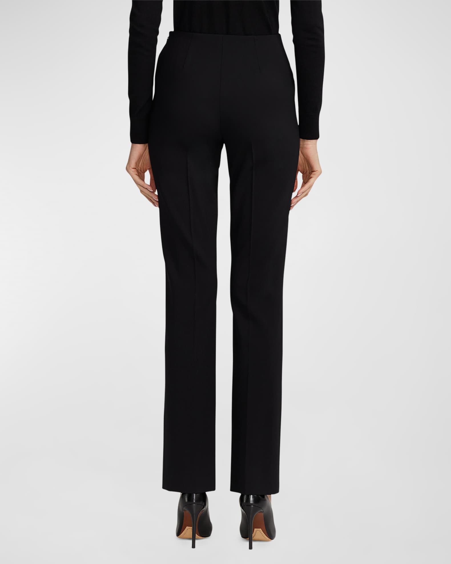 Ralph Lauren Collection Alandra Side-Zip Stretch-Wool Pants, Black ...