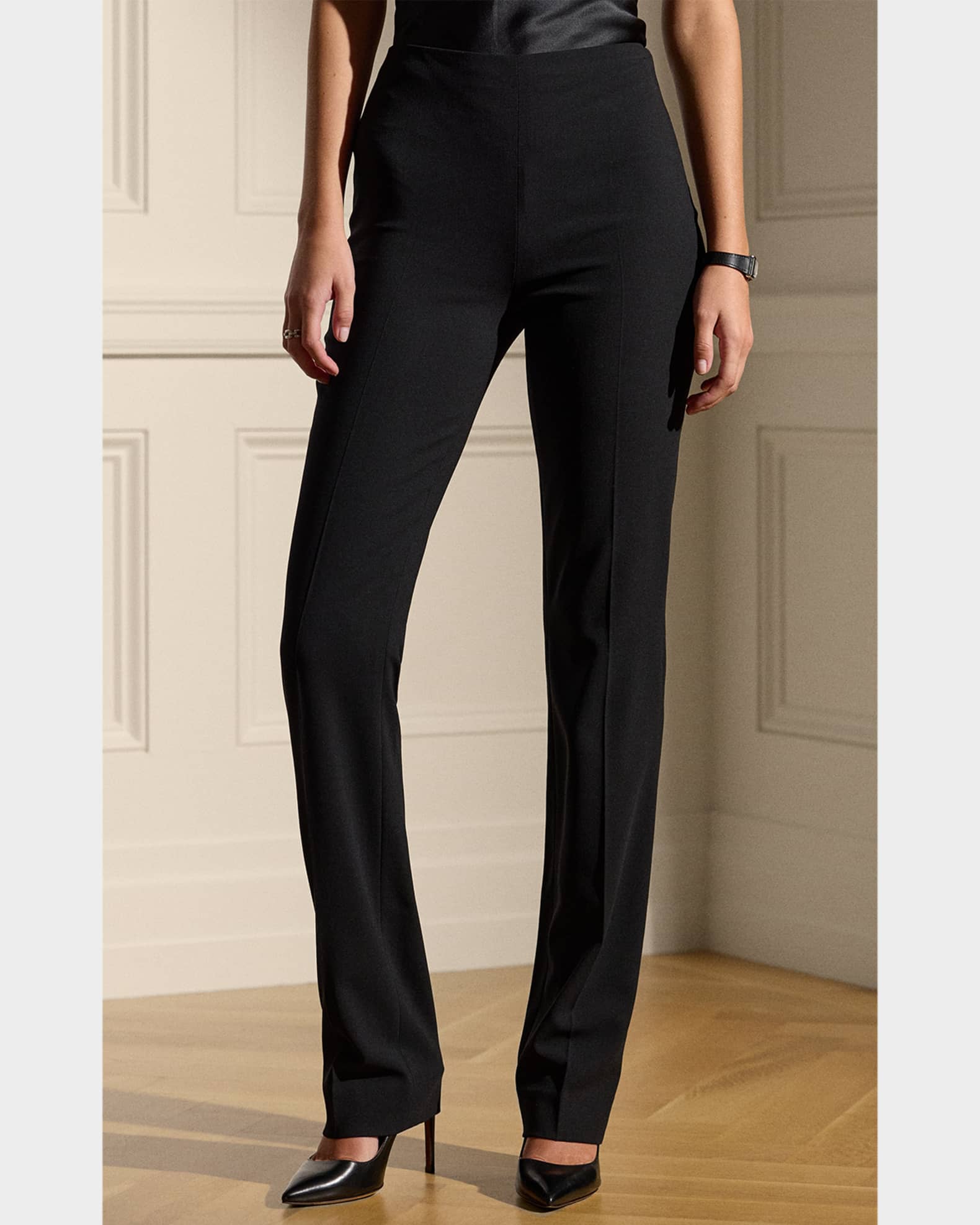 Ralph Lauren Collection Alandra Side-Zip Stretch-Wool Pants, Black ...