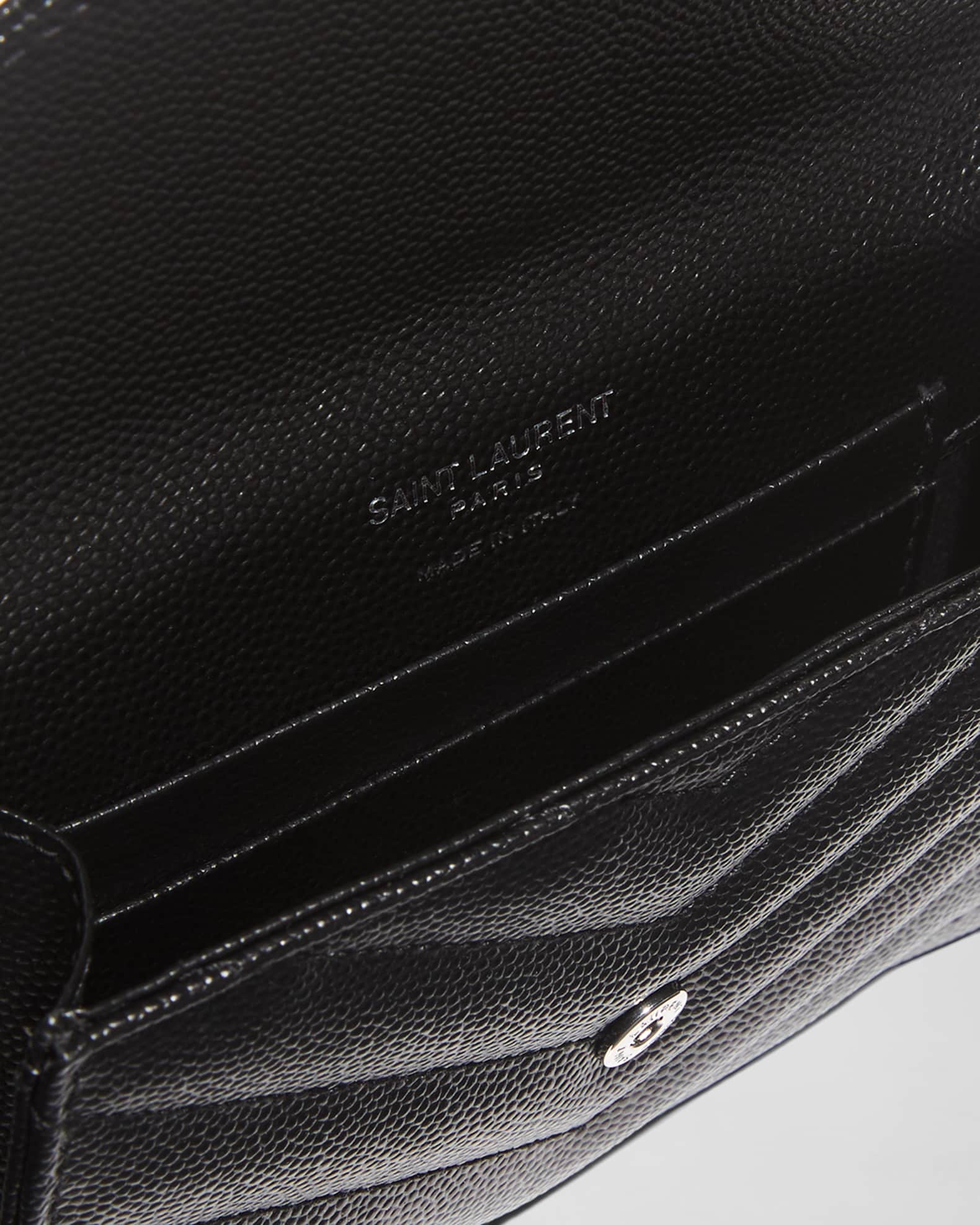 Saint Laurent YSL Monogram Small Flap Wallet in Grained Leather ...