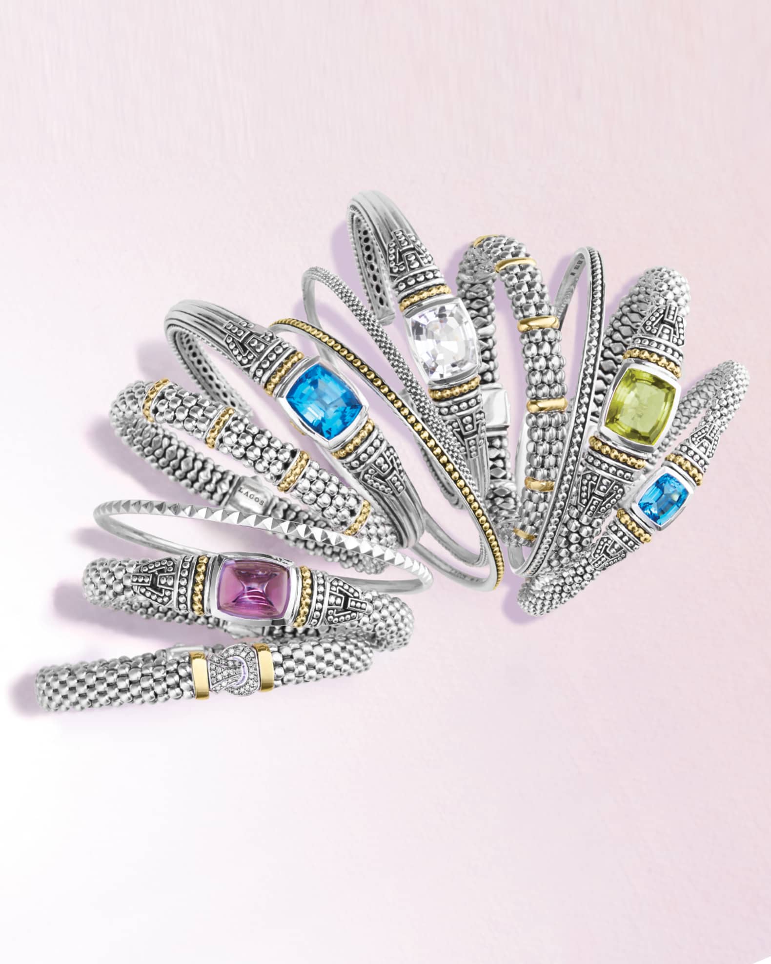 LAGOS 3mm Silver Caviar Bangle | Neiman Marcus