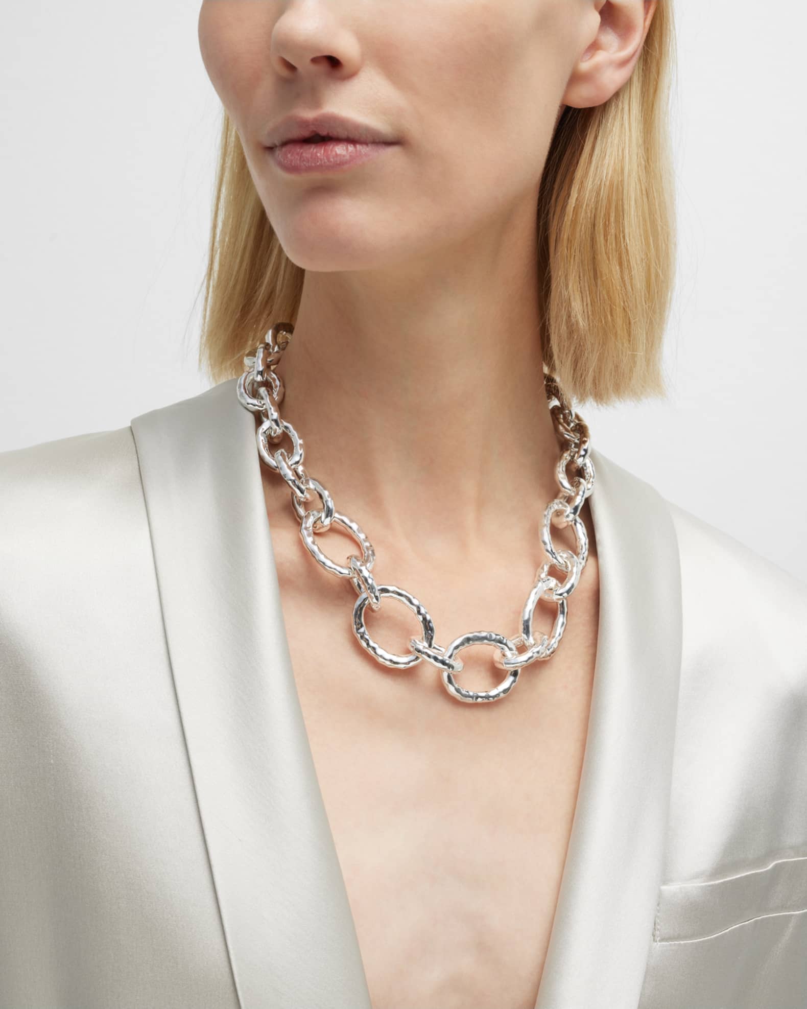 Ippolita Short Hammered Bastille Necklace in Sterling Silver Neiman Marcus