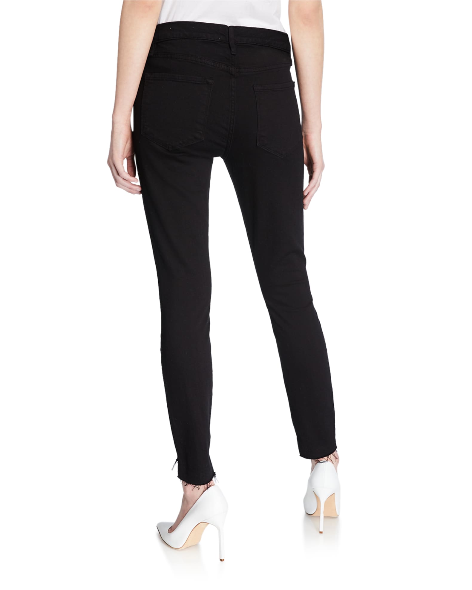 FRAME Le Skinny de Jeanne Raw Stagger-Hem Jeans | Neiman Marcus