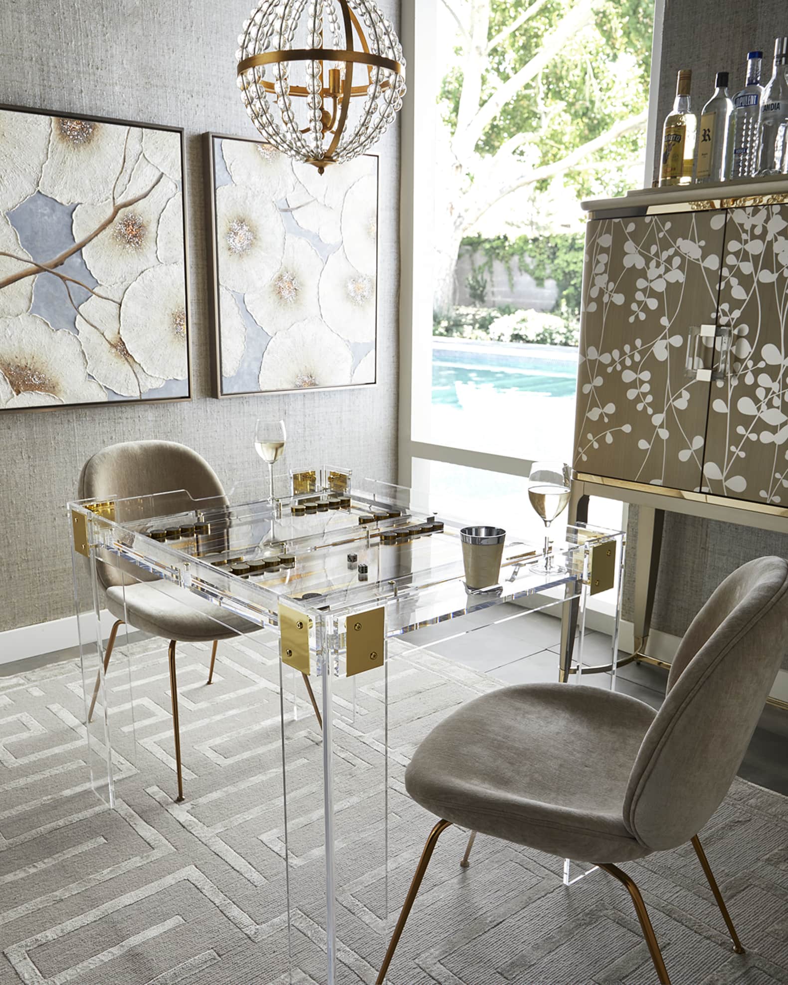 Interlude Home Miranda Acrylic Backgammon Table | Neiman Marcus