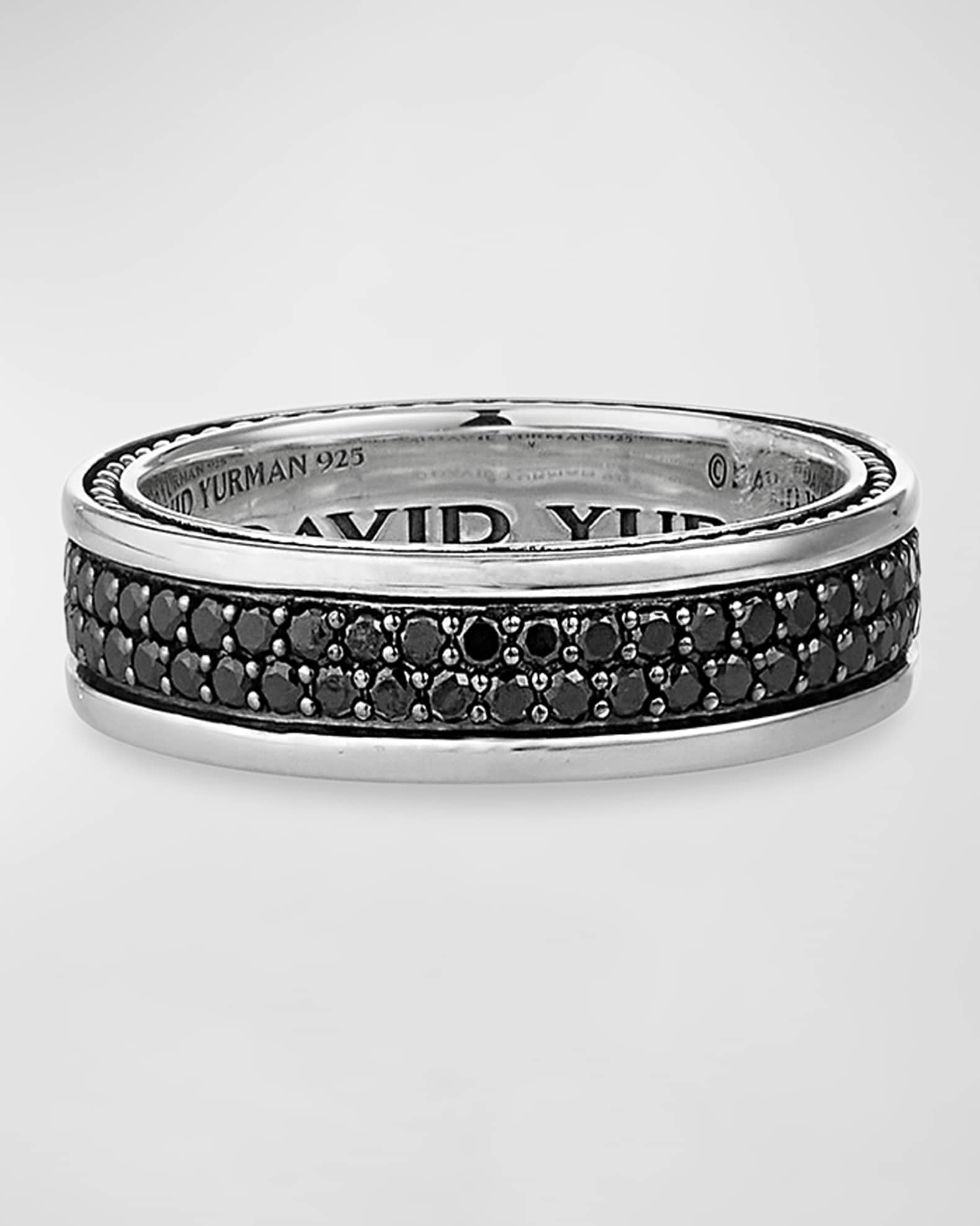 David Yurman Men's Streamline Two-Row Band Ring with Black Diamonds in ...
