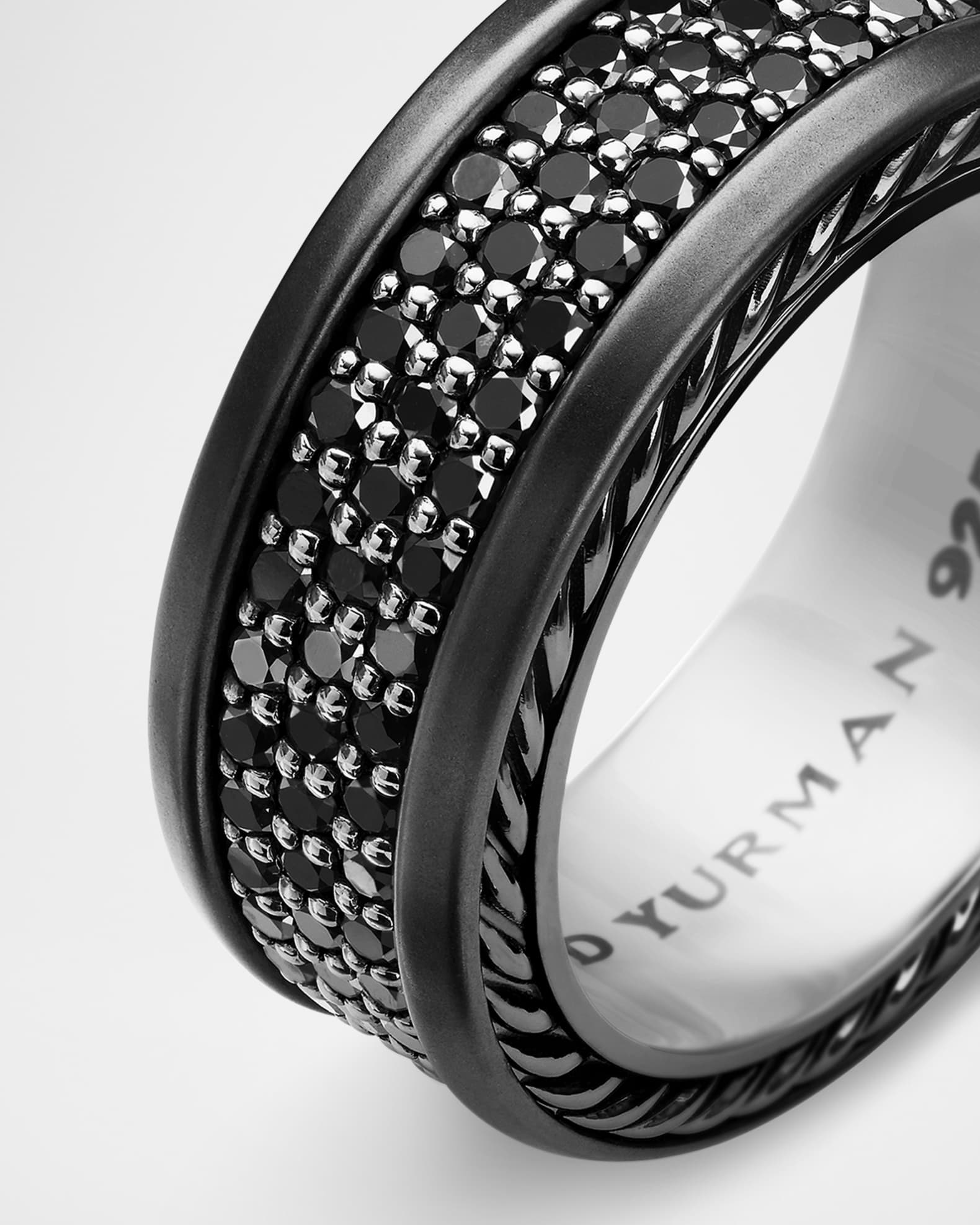 David Yurman Men's Streamline® Three-Row Band Ring with Black Diamonds ...