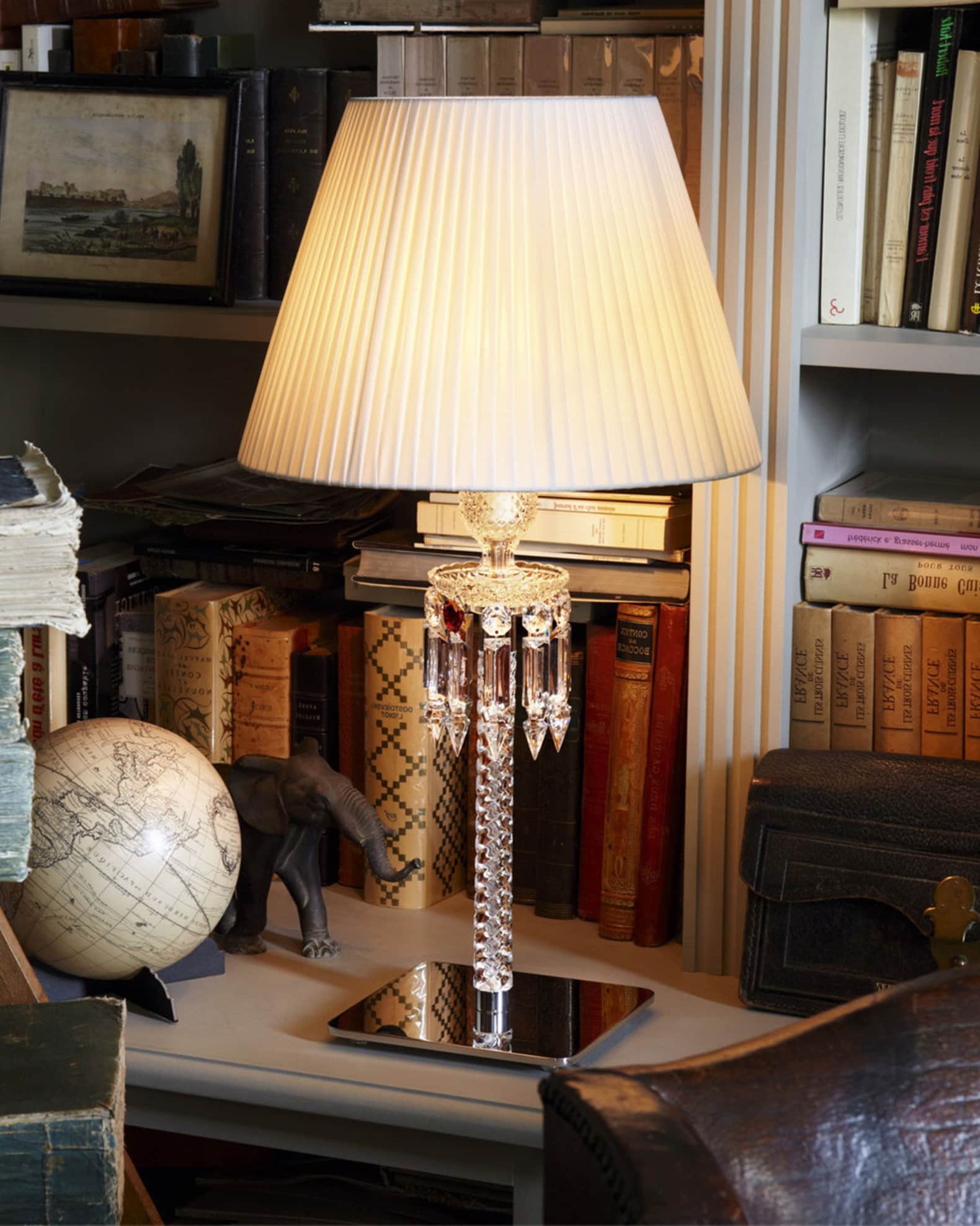 Baccarat Torch Crystal Desk Lamp with White Shade | Neiman Marcus