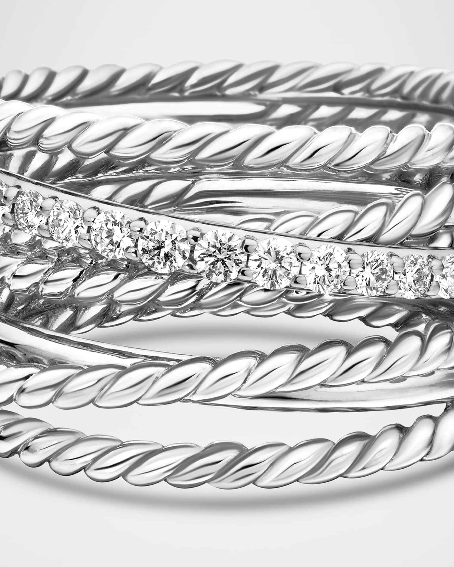 David Yurman Crossover Ring with Pavé Diamonds and Silver, 12mm ...