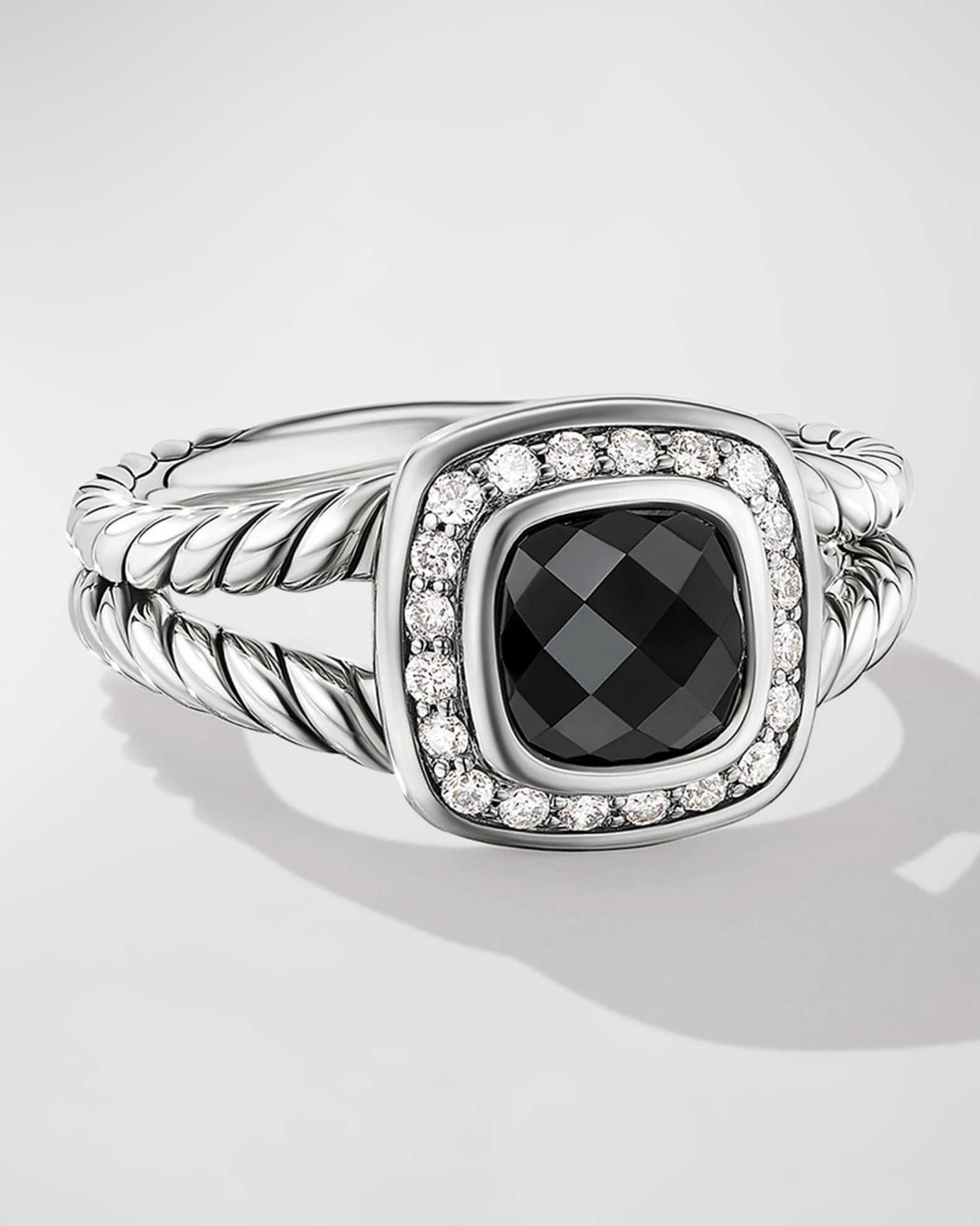 David Yurman Petite Albion Ring with Diamonds Black Onyx
