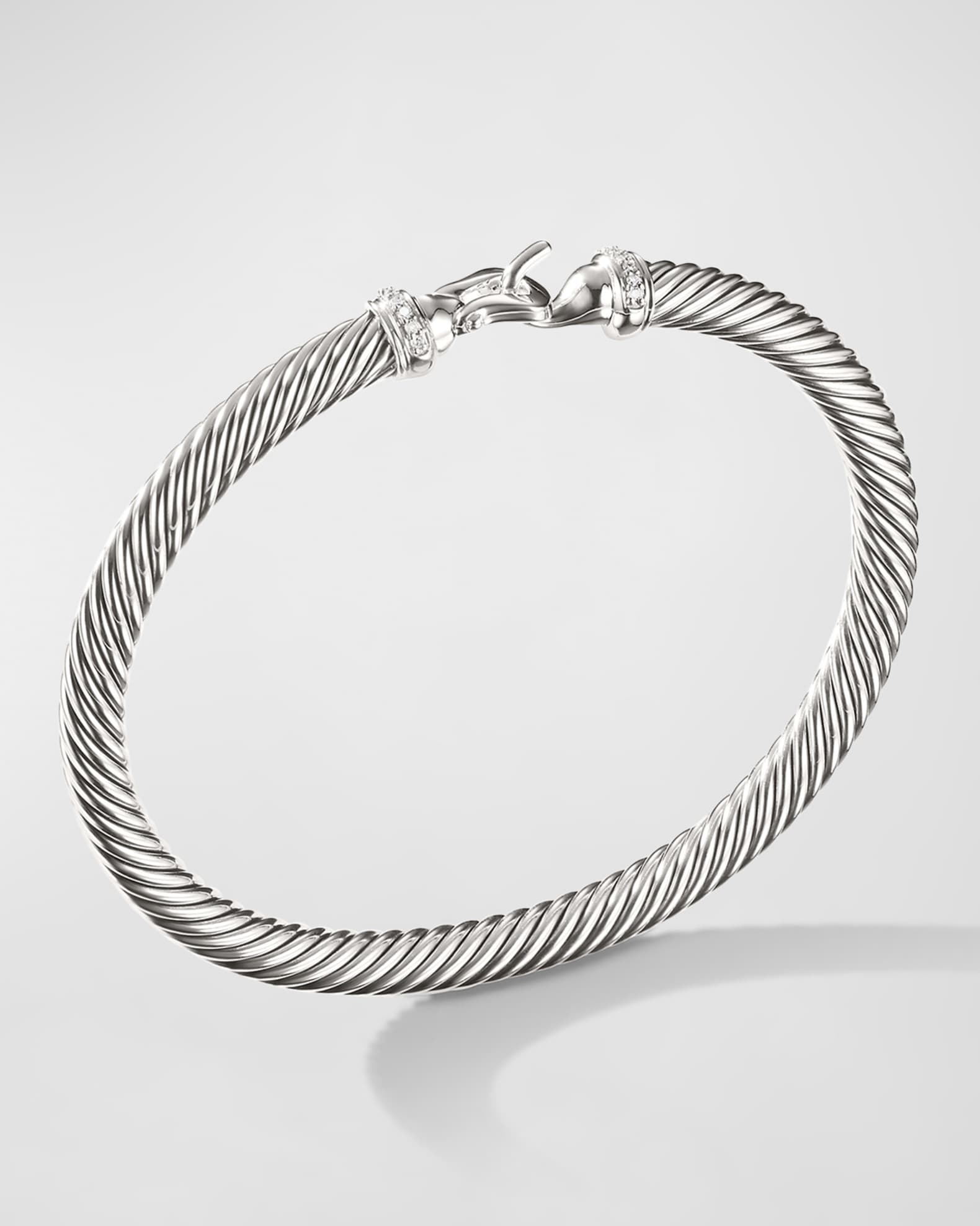 David Yurman Cable Buckle Bracelet in Silver with Diamonds, 5mm ...