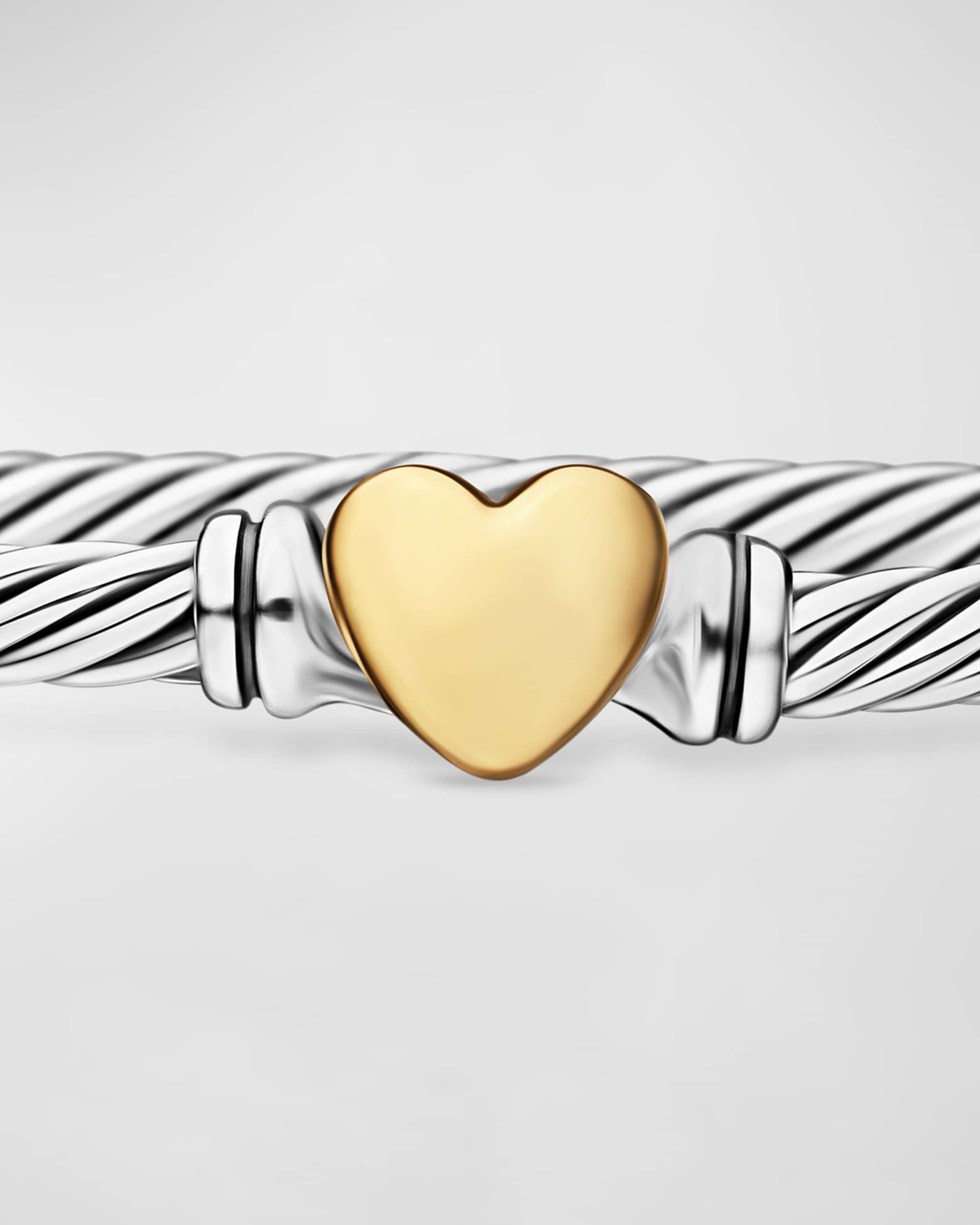 David Yurman 3mm Cable Heart Bracelet in Silver and 18K Yellow Gold ...