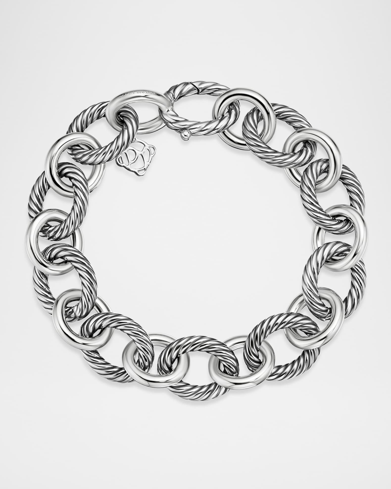 David Yurman Large Oval Link Bracelet in Silver, 12mm | Neiman Marcus