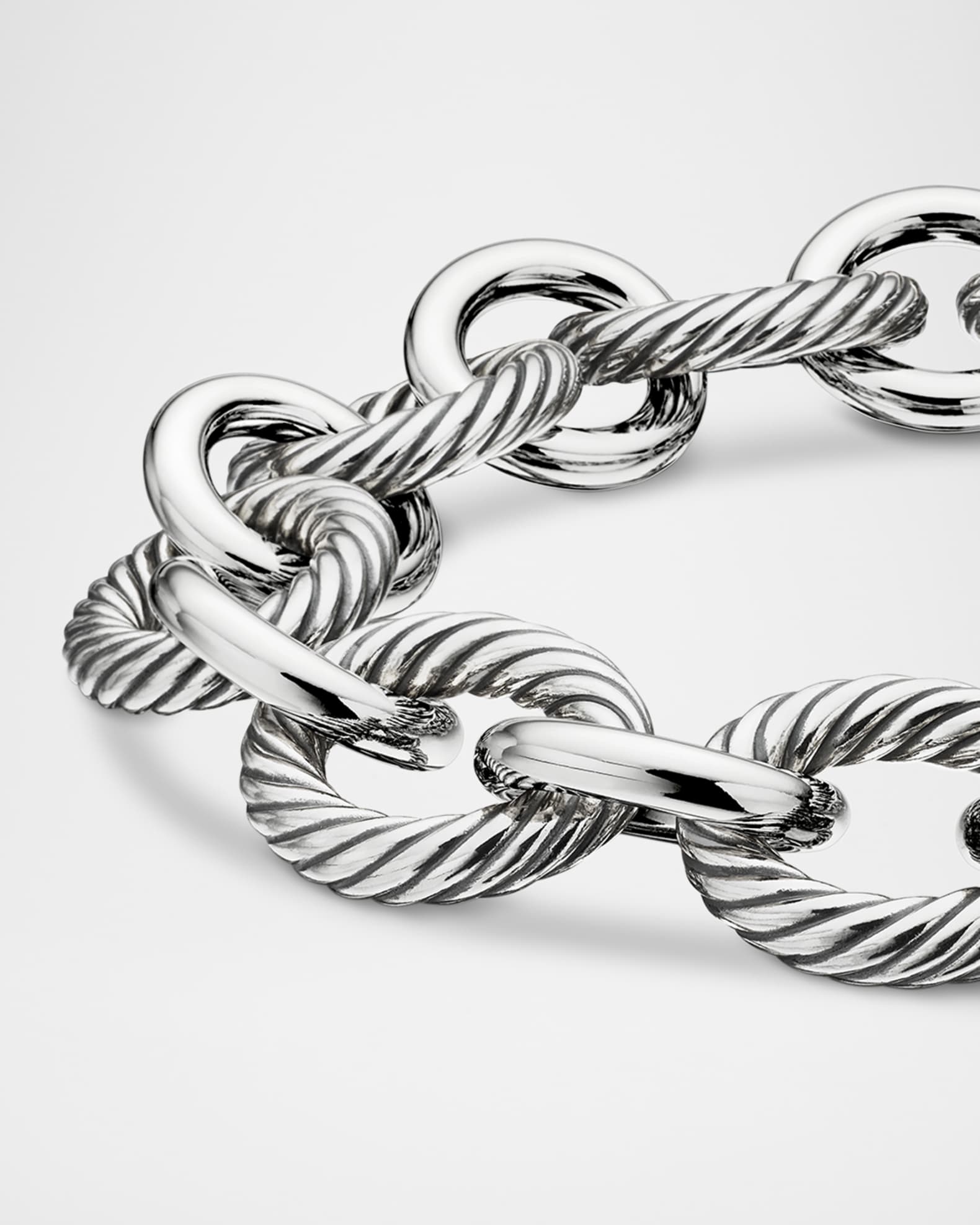 David Yurman Large Oval Link Bracelet in Silver, 12mm | Neiman Marcus