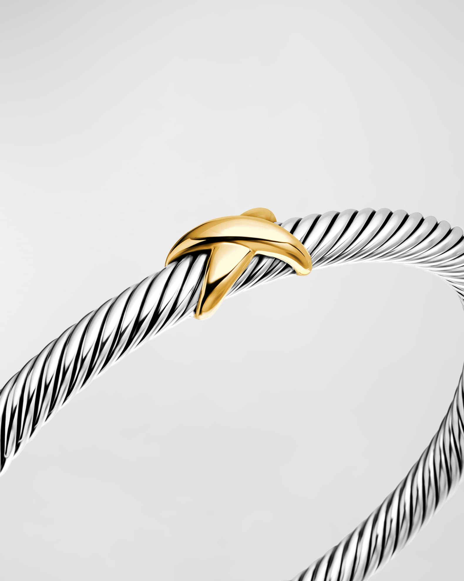 David Yurman Cable Bracelet in Silver with 14K Gold, 5mm | Neiman Marcus