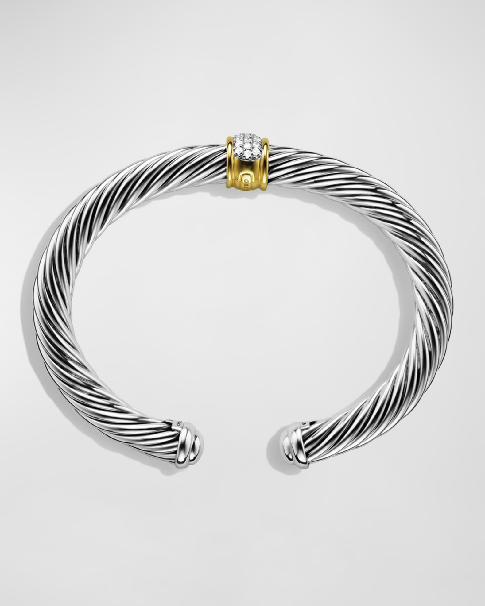 David Yurman Classic Cable Station Bracelet in Silver with Diamonds ...