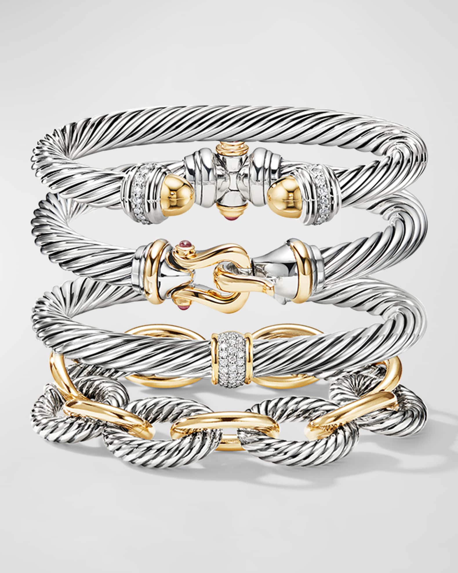 David Yurman Classic Cable Station Bracelet in Silver with Diamonds ...
