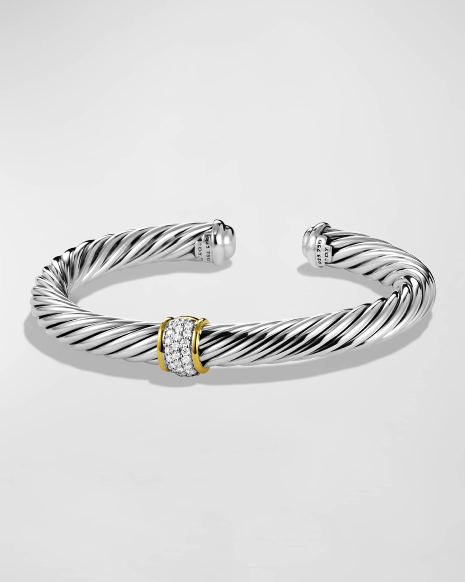 David Yurman Classic Cable Station Bracelet in Silver with Diamonds ...